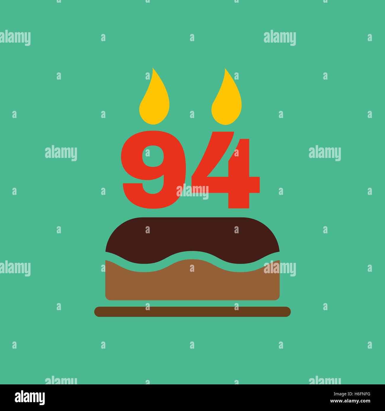 The birthday cake with candles in the form of number 94 icon. Birthday ...