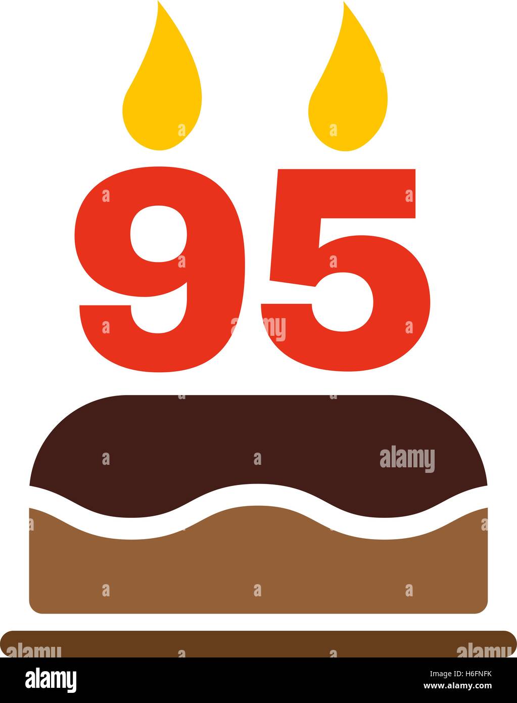 The birthday cake with candles in the form of number 95 icon. Birthday ...