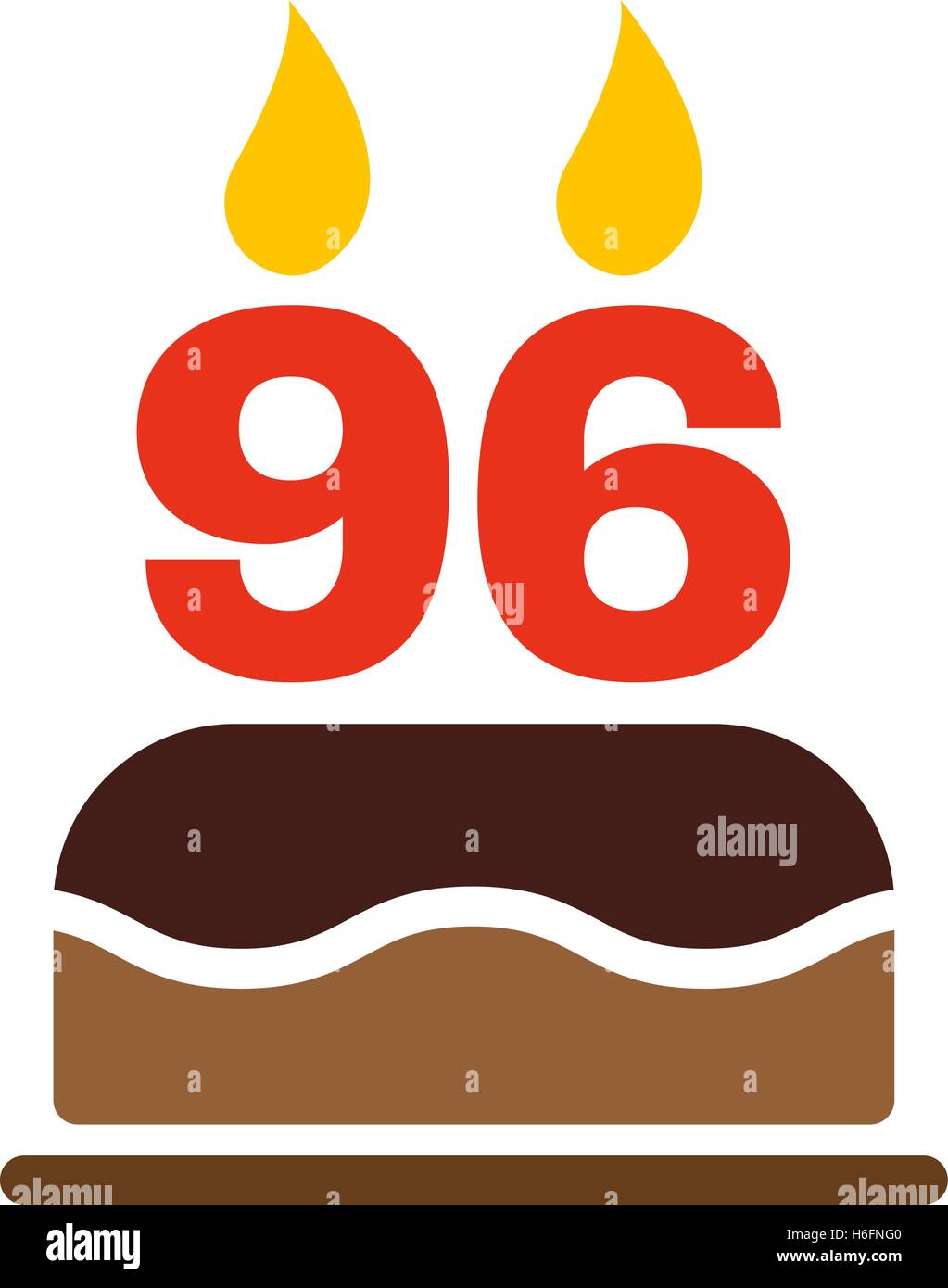 The birthday cake with candles in the form of number 96 icon. Birthday ...