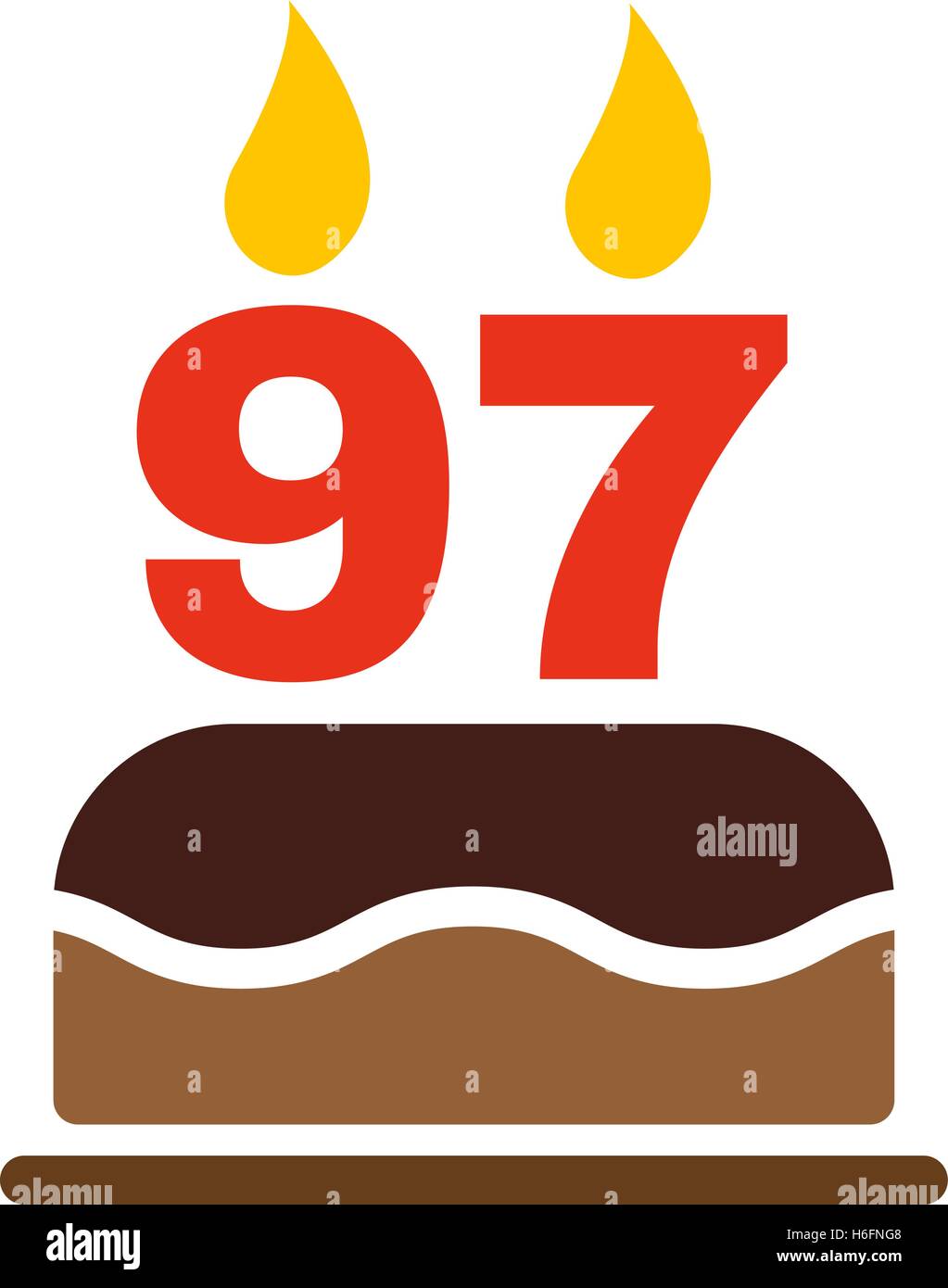 The birthday cake with candles in the form of number 97 icon. Birthday ...
