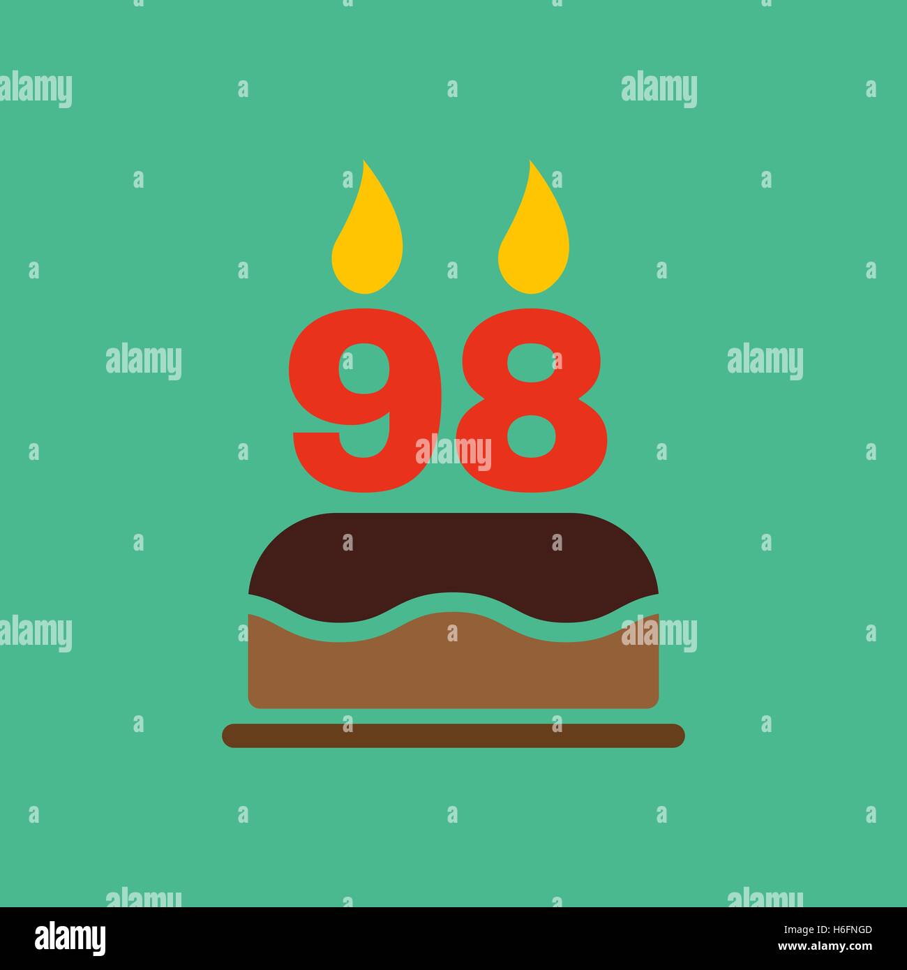 The birthday cake with candles in the form of number 98 icon. Birthday ...