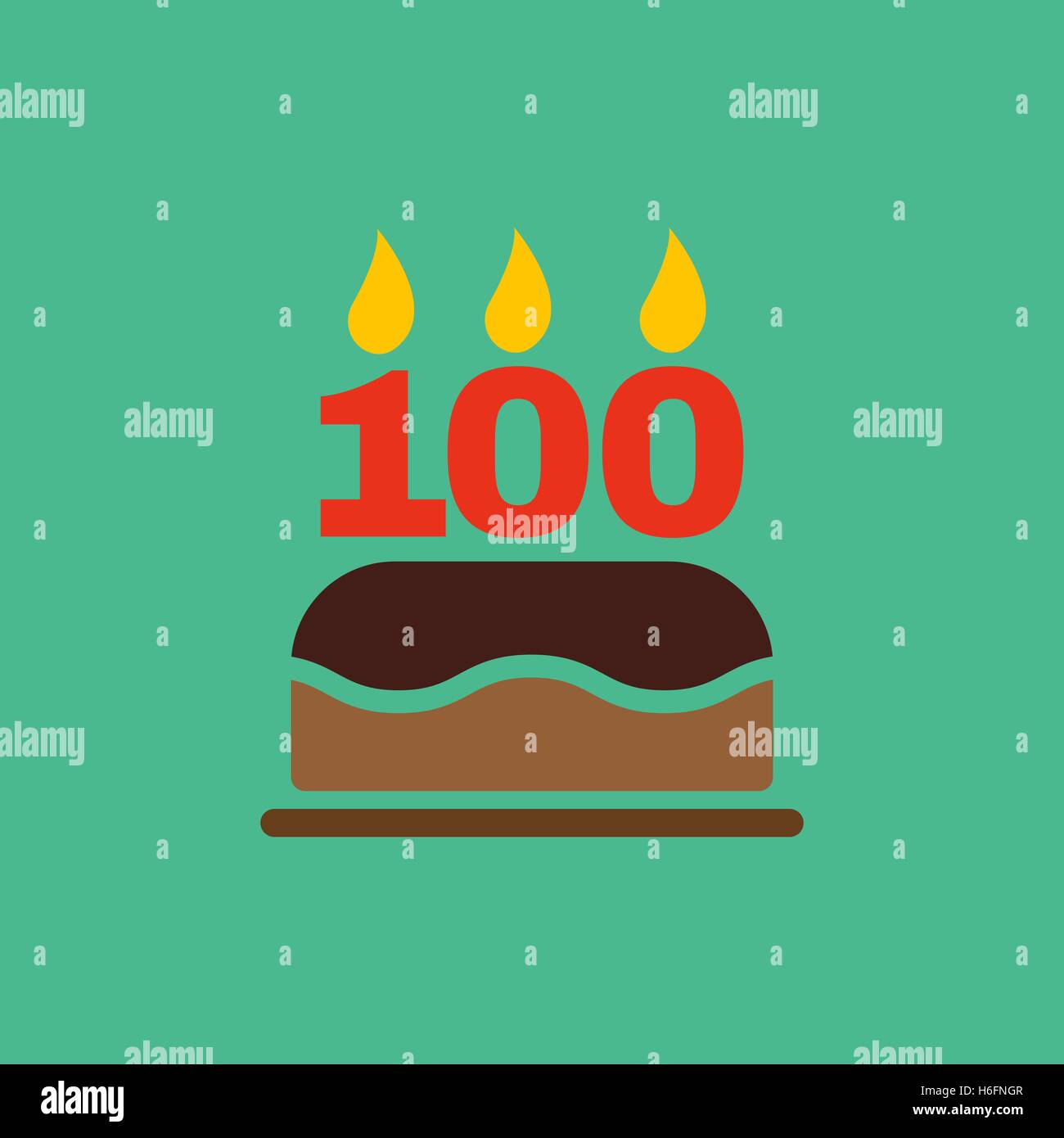 The birthday cake with candles in the form of number 100 icon. Birthday ...