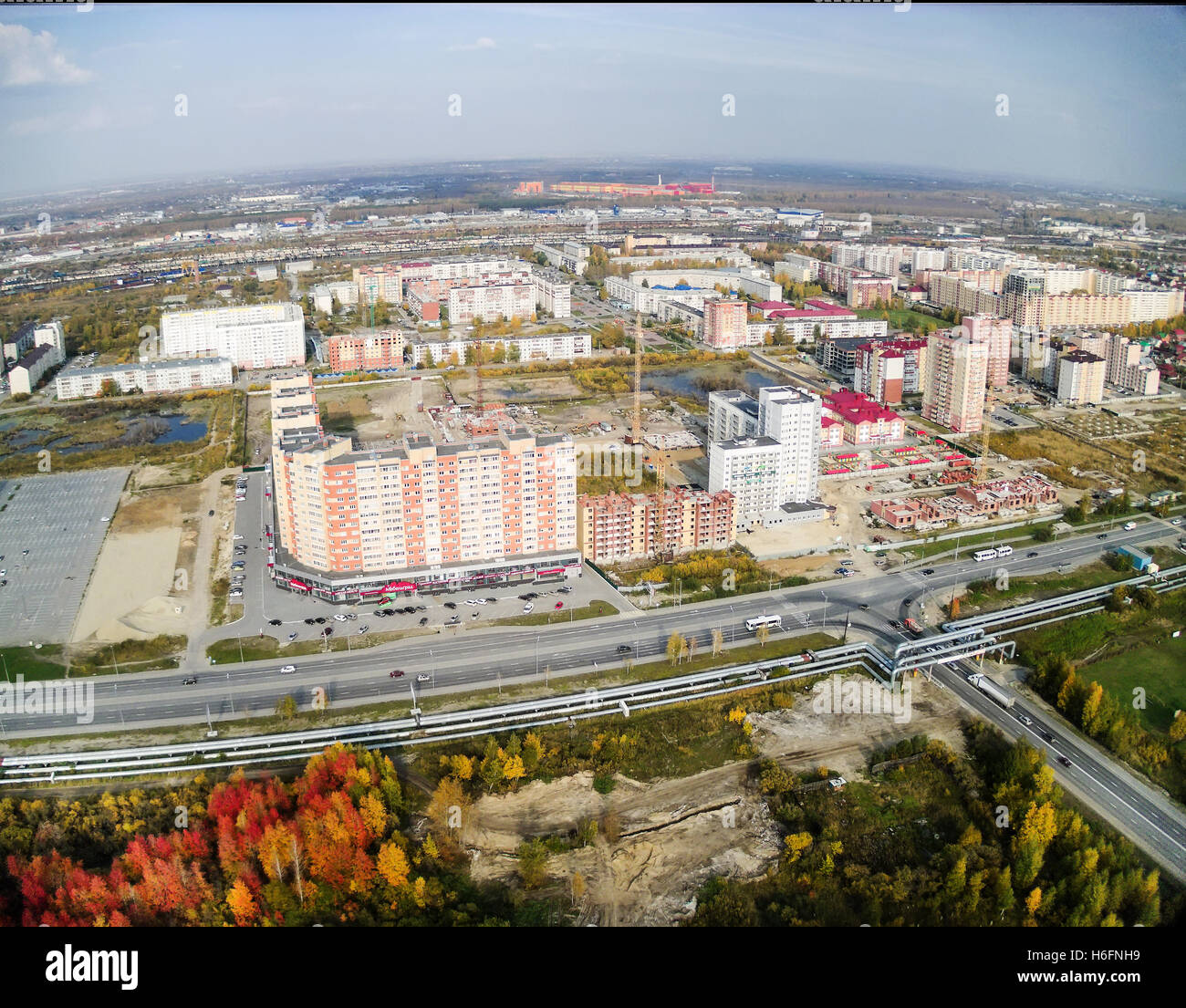 City view from helicopter. Tyumen. Russia Stock Photo - Alamy