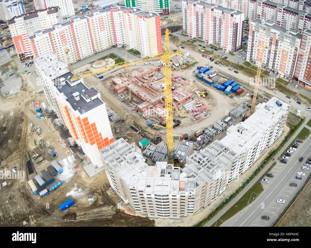 Bird's eye view on construction site in Tyumen Stock Photo - Alamy