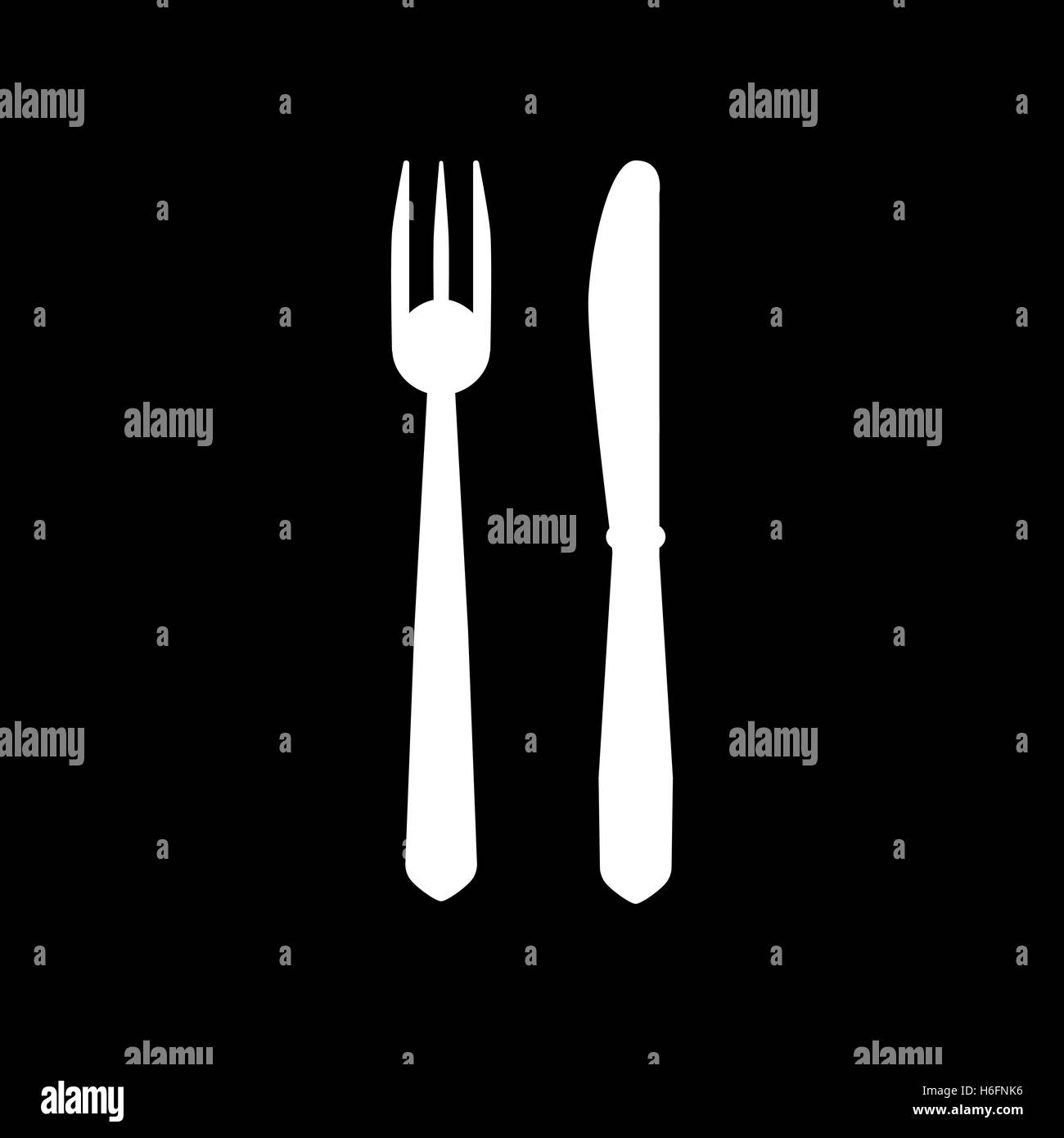 The knife and fork icon. Knife and fork symbol. Flat Vector ...