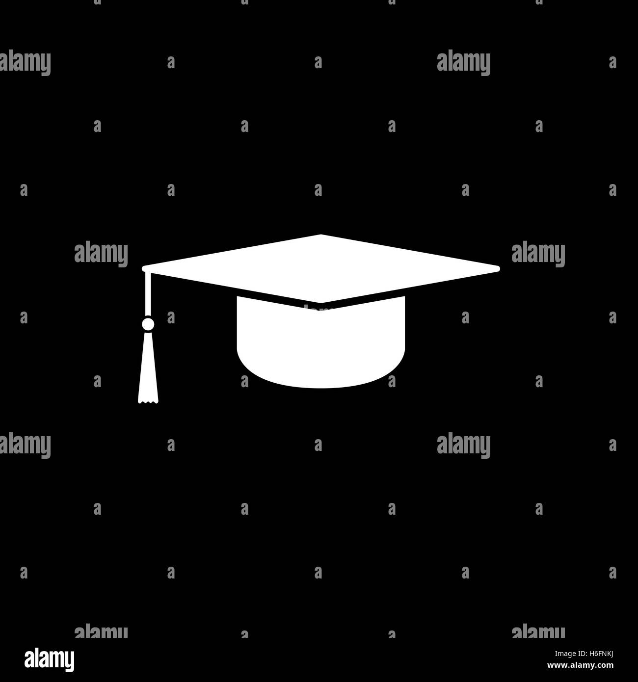The graduation cap icon. Education symbol. Flat Vector illustration ...