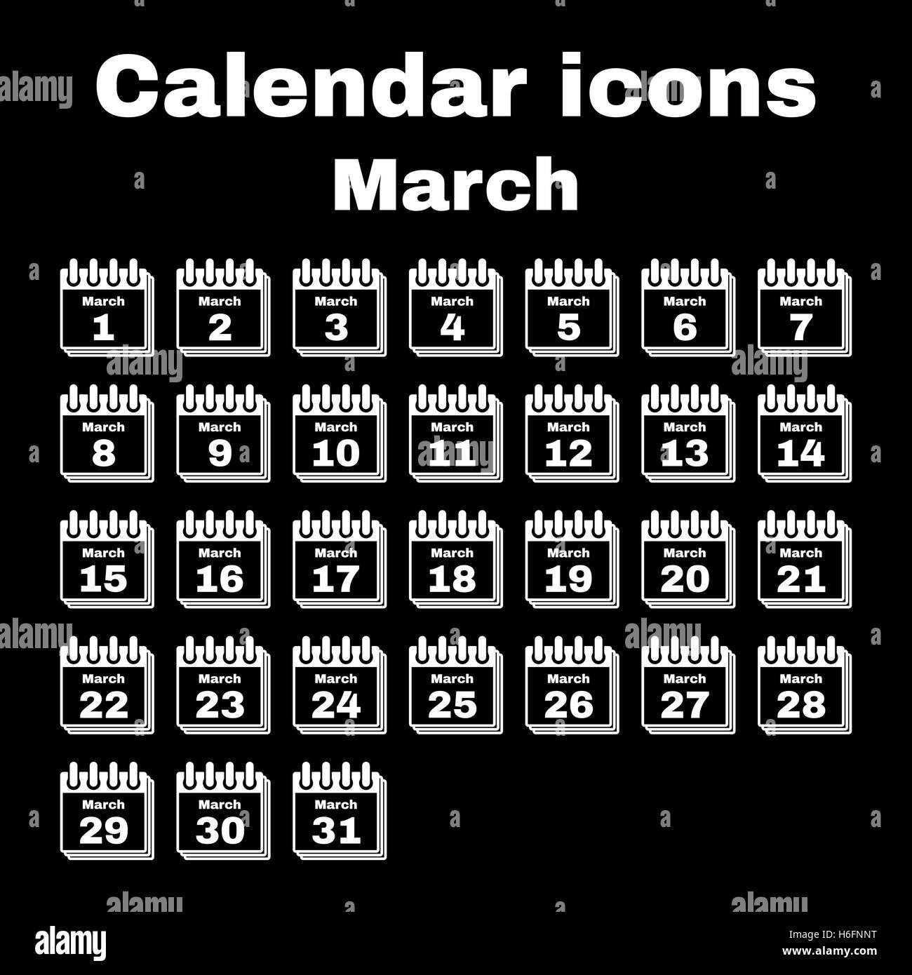 The calendar icon. March symbol. Flat Vector illustration. Set Stock ...