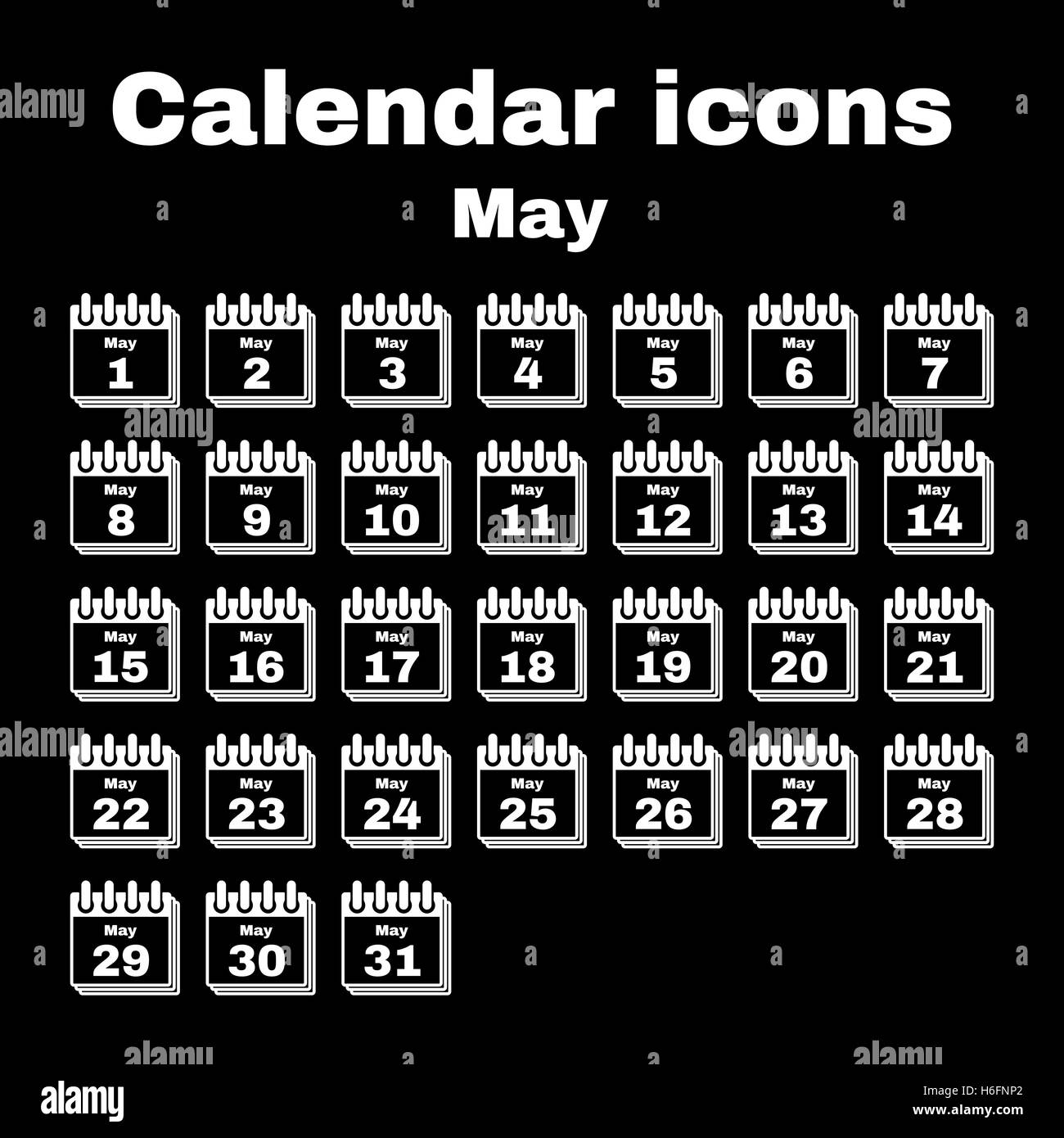 The calendar icon. May symbol. Flat Vector illustration. Set Stock ...