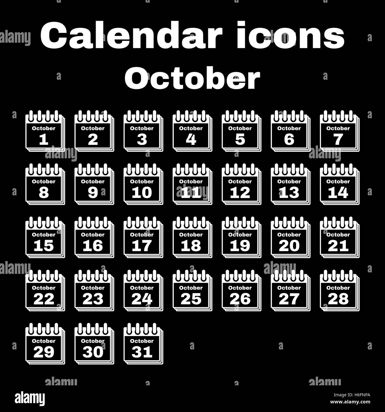 The calendar icon. October symbol. Flat Vector illustration. Set Stock ...