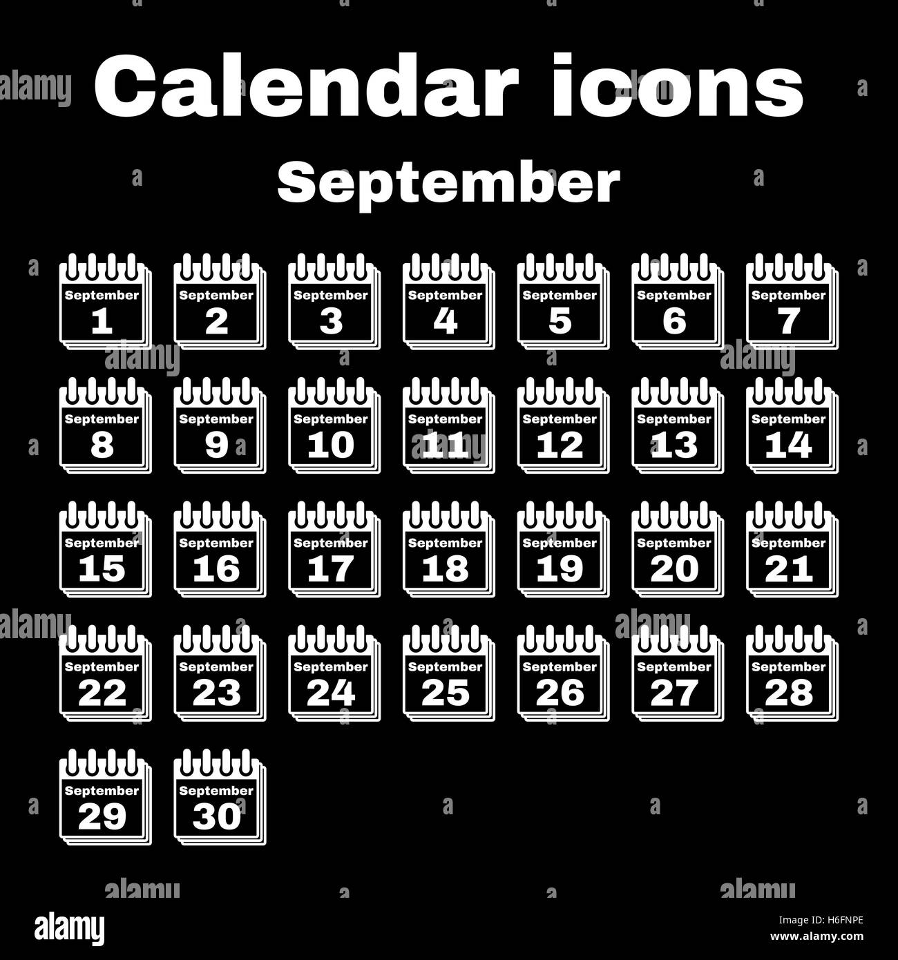 The calendar icon. September symbol. Flat Vector illustration. Set ...