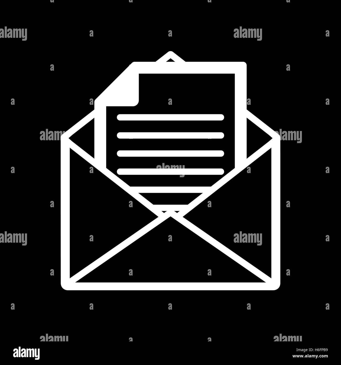 The mail icon. Open Envelope symbol. Message sign. Flat Vector ...