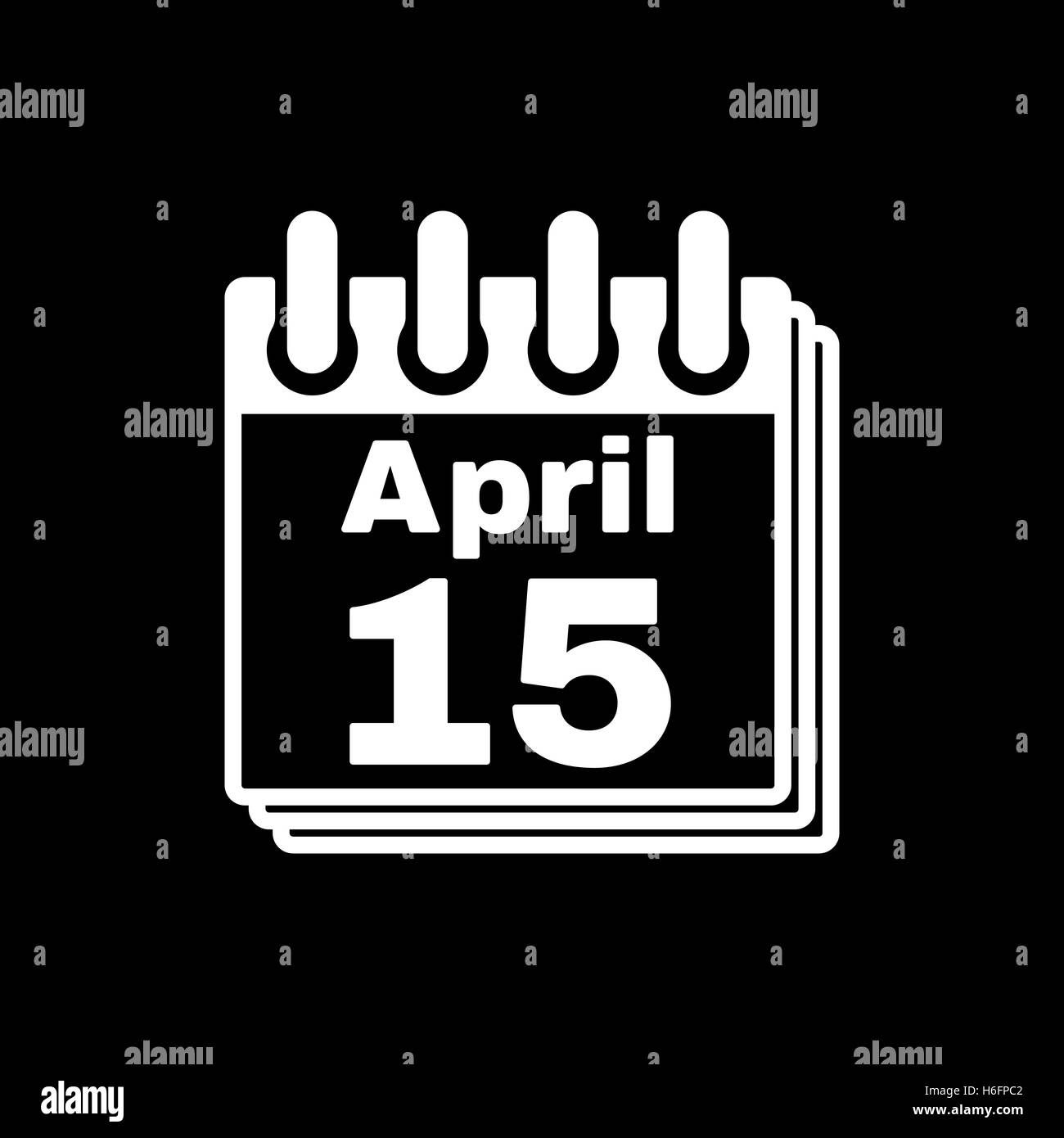 The Calendar 15 april icon. Tax day symbol. Flat Vector illustration ...