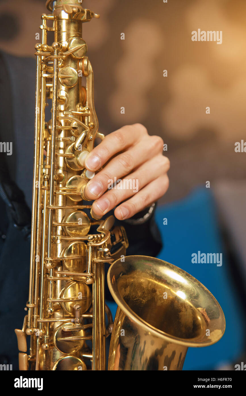 Musical instrument sax close-up Stock Photo - Alamy