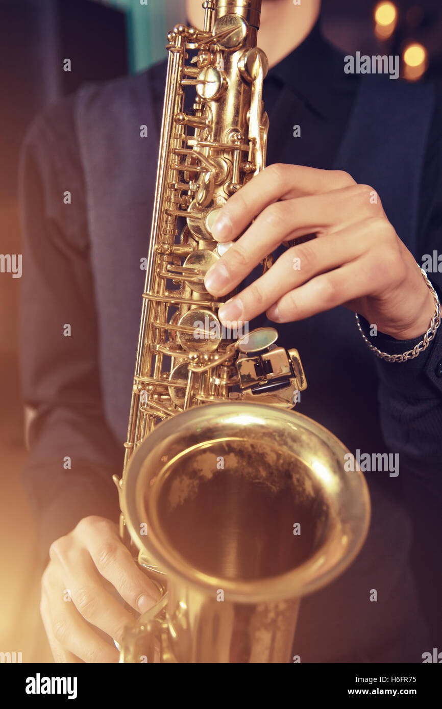 Musical instrument sax close-up Stock Photo - Alamy