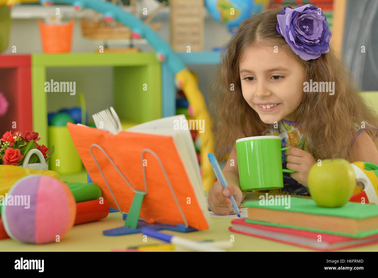 Cute student girl at class Stock Photo - Alamy