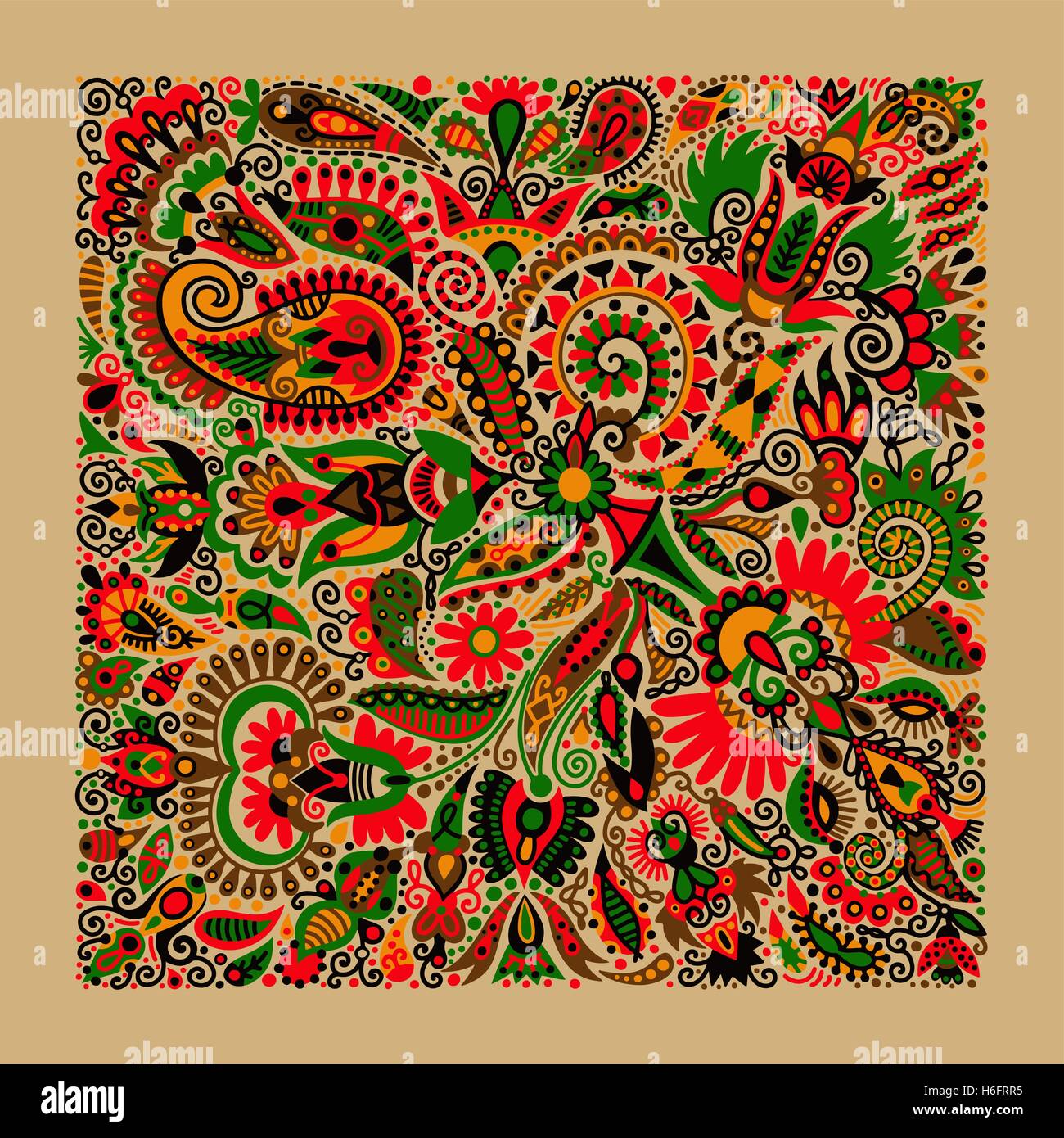 ukrainian traditional ethnic painting, floral pattern in ethno s Stock ...