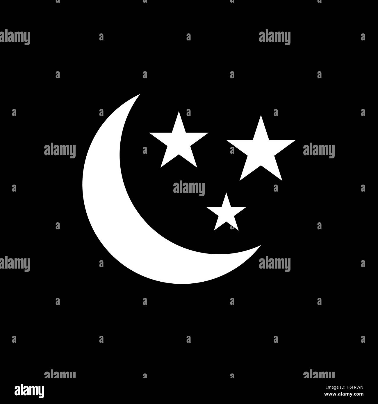The moon and stars icon. Night, sleep symbol. Flat Vector illustration ...