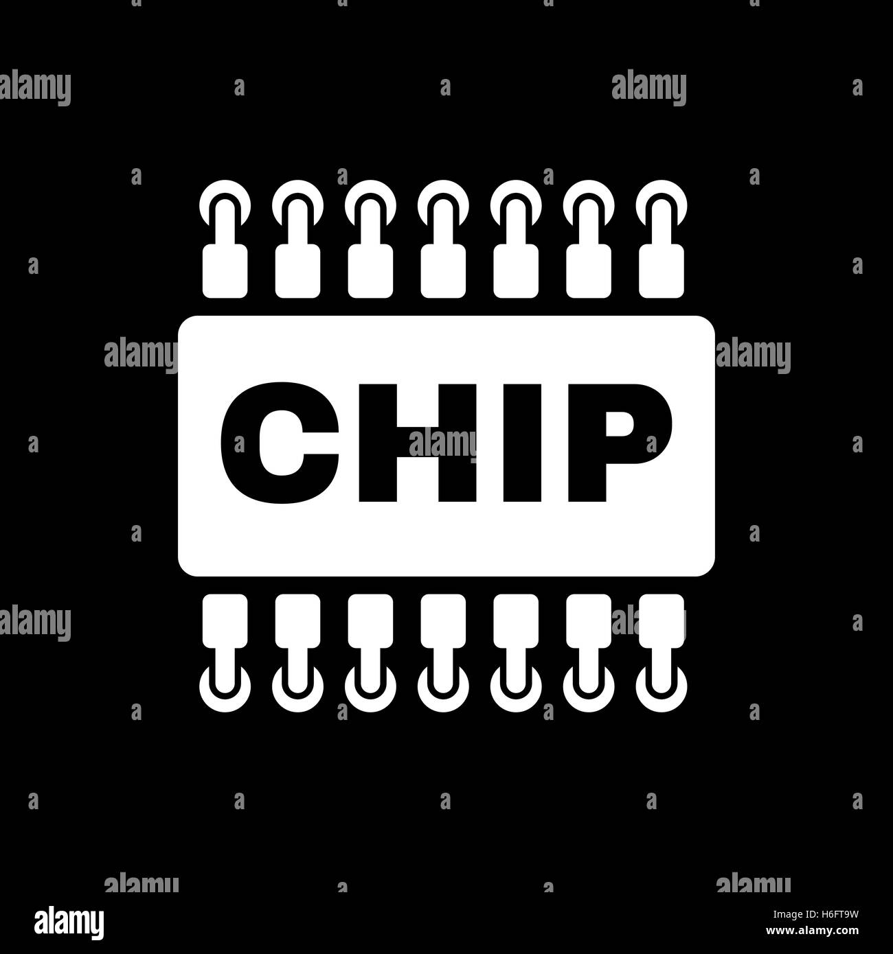 The chip icon. Microchip and microcircuit symbol. Flat Vector ...