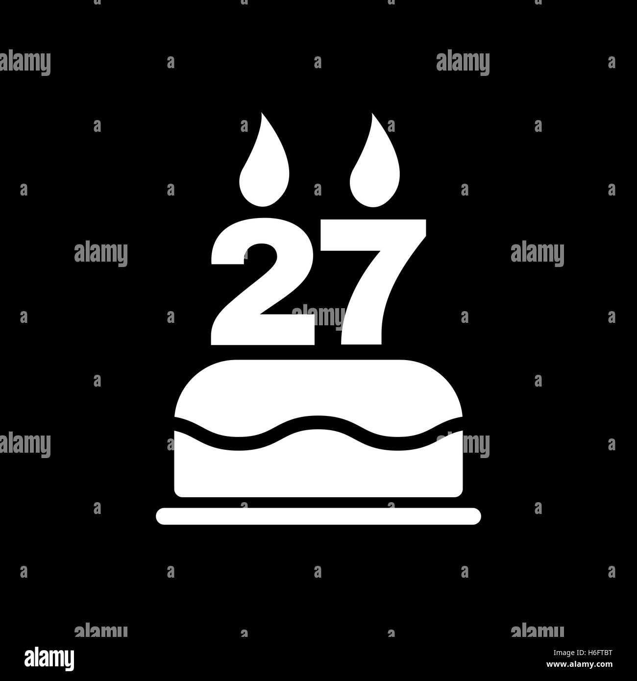 The birthday cake with candles in the form of number 27 icon. Birthday ...