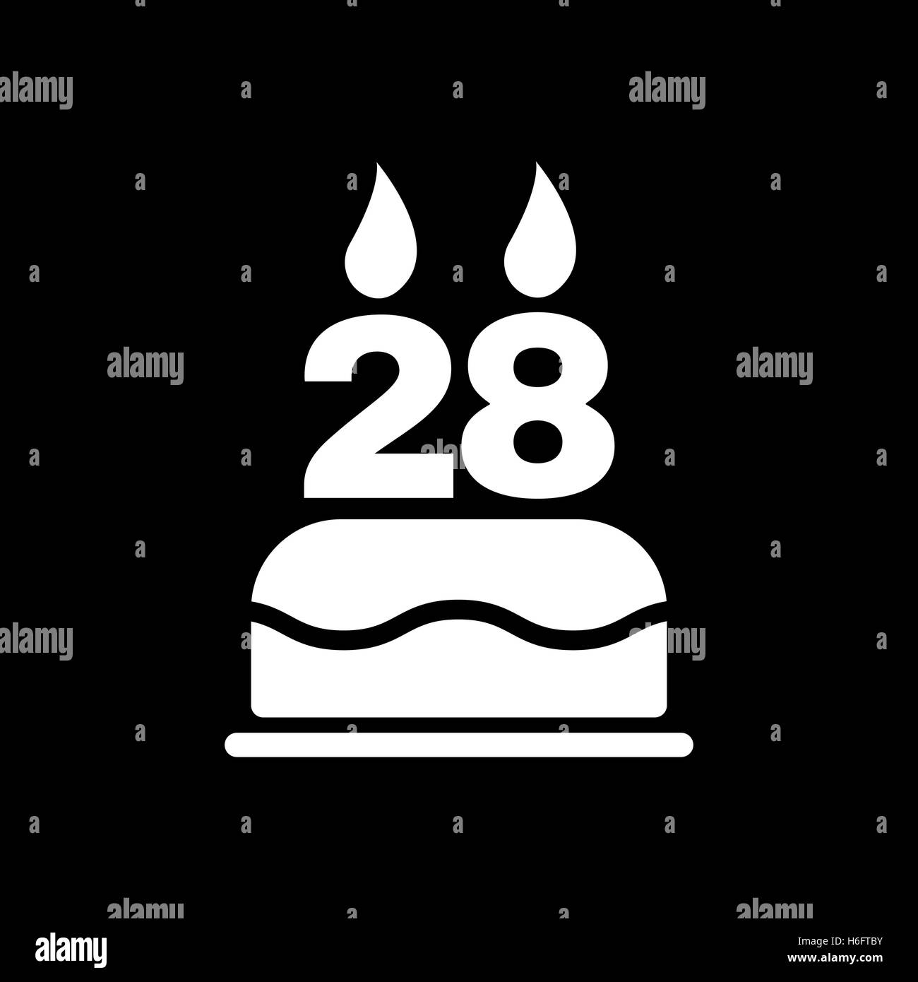 The birthday cake with candles in the form of number 28 icon. Birthday ...