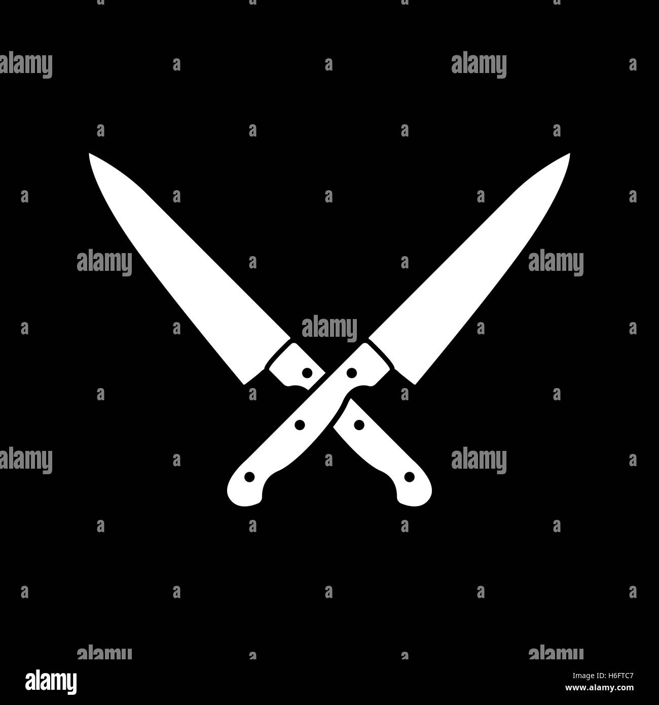 The crossed knives icon. Knife and chef, kitchen symbol. Flat Vector ...