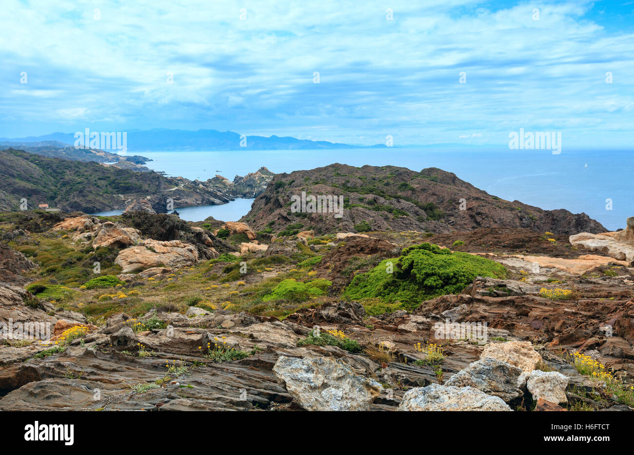 Mediterranean rocky coast summer view from Creus cape, Costa Brava ...