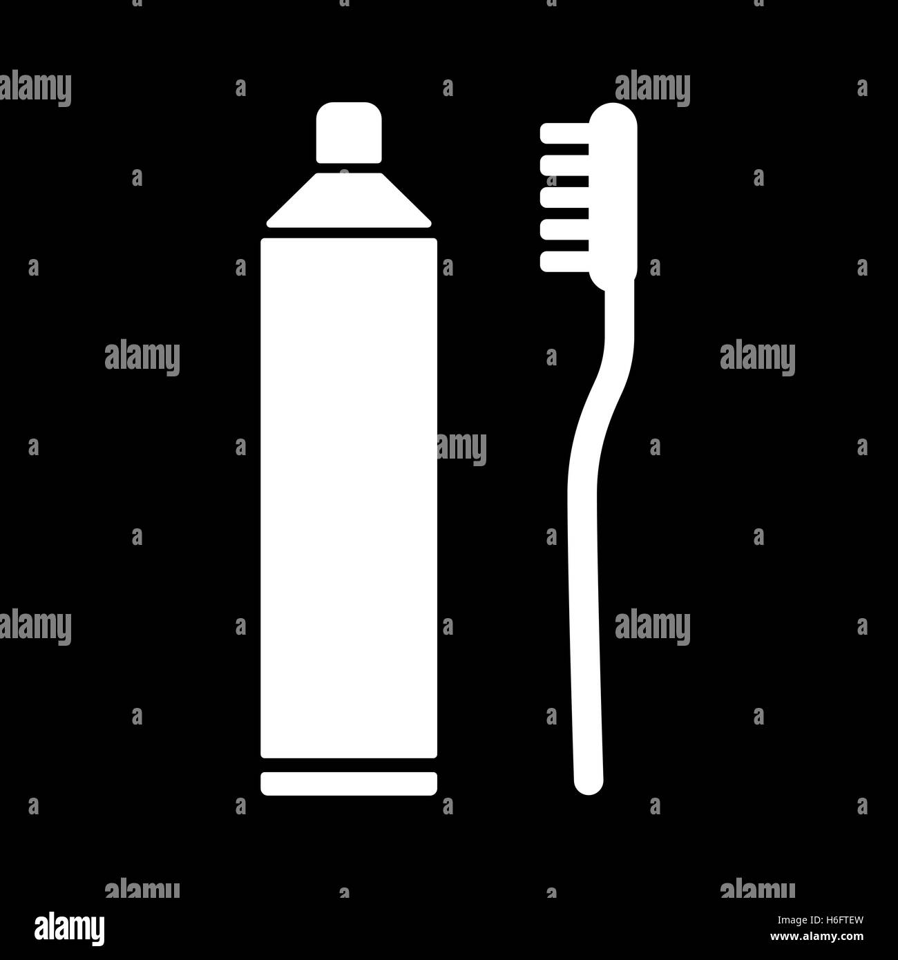 The toothpaste and toothbrush icon. Bathroom, dental, dentist symbol ...