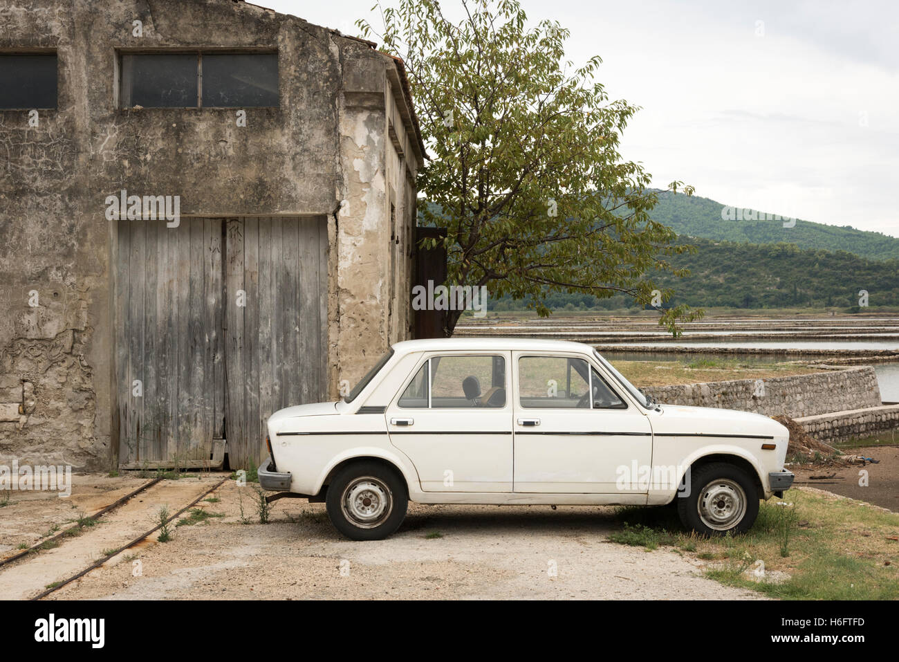 A Zastava 128 car at Ston Croatia parked near the salt flats. Also ...