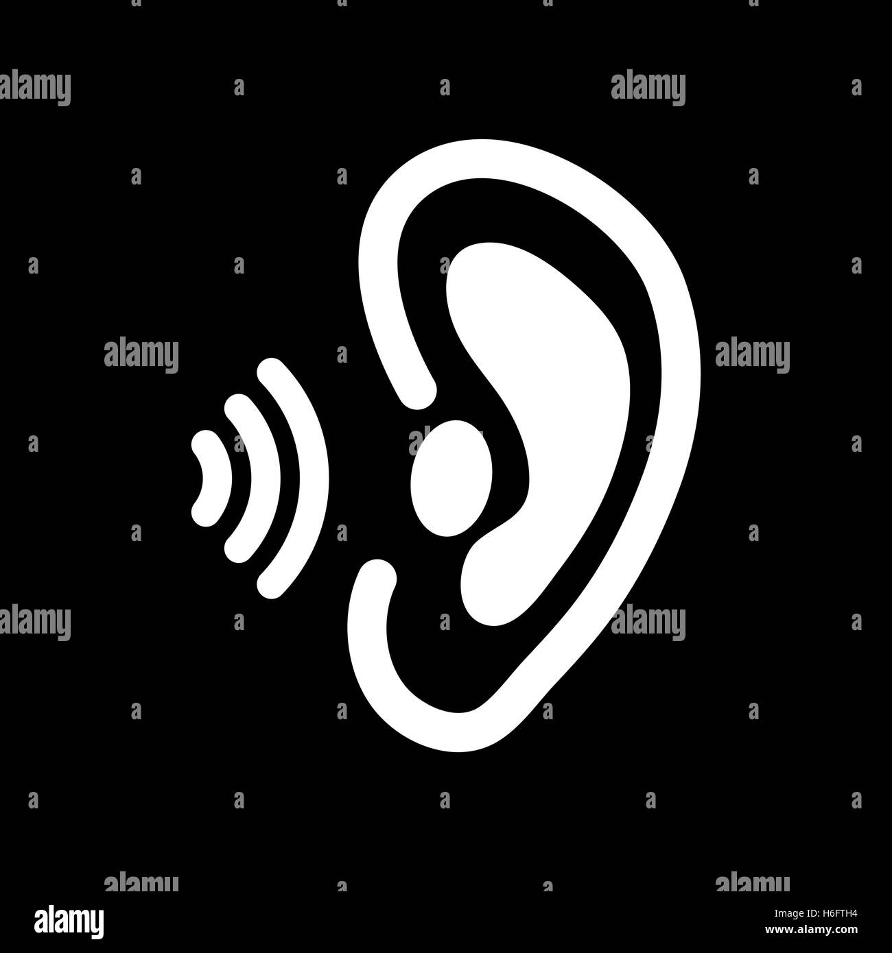 The ear icon. Sense organ and hear, understand symbol. Flat Vector ...
