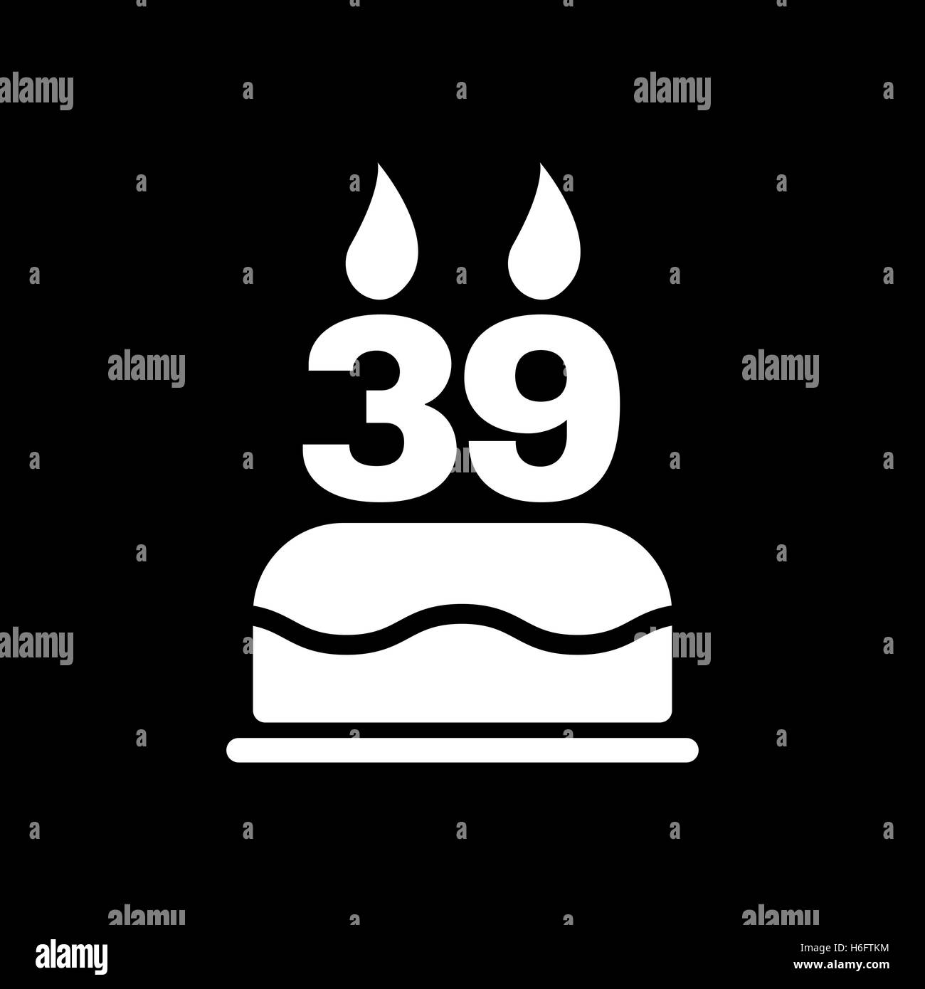 The birthday cake with candles in the form of number 39 icon. Birthday ...