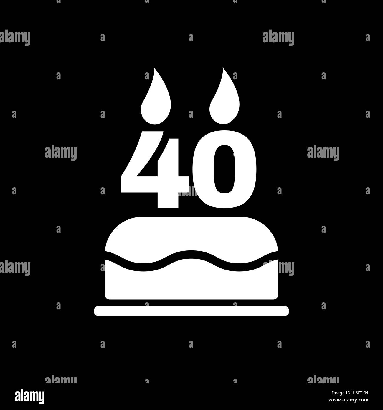 The birthday cake with candles in the form of number 40 icon. Birthday ...
