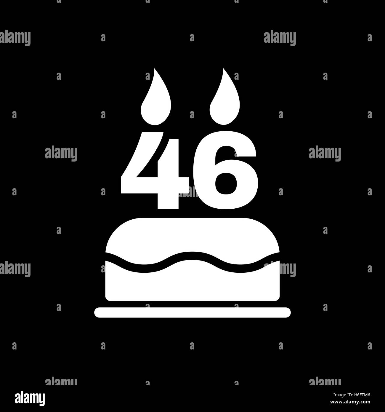 The birthday cake with candles in the form of number 46 icon. Birthday ...