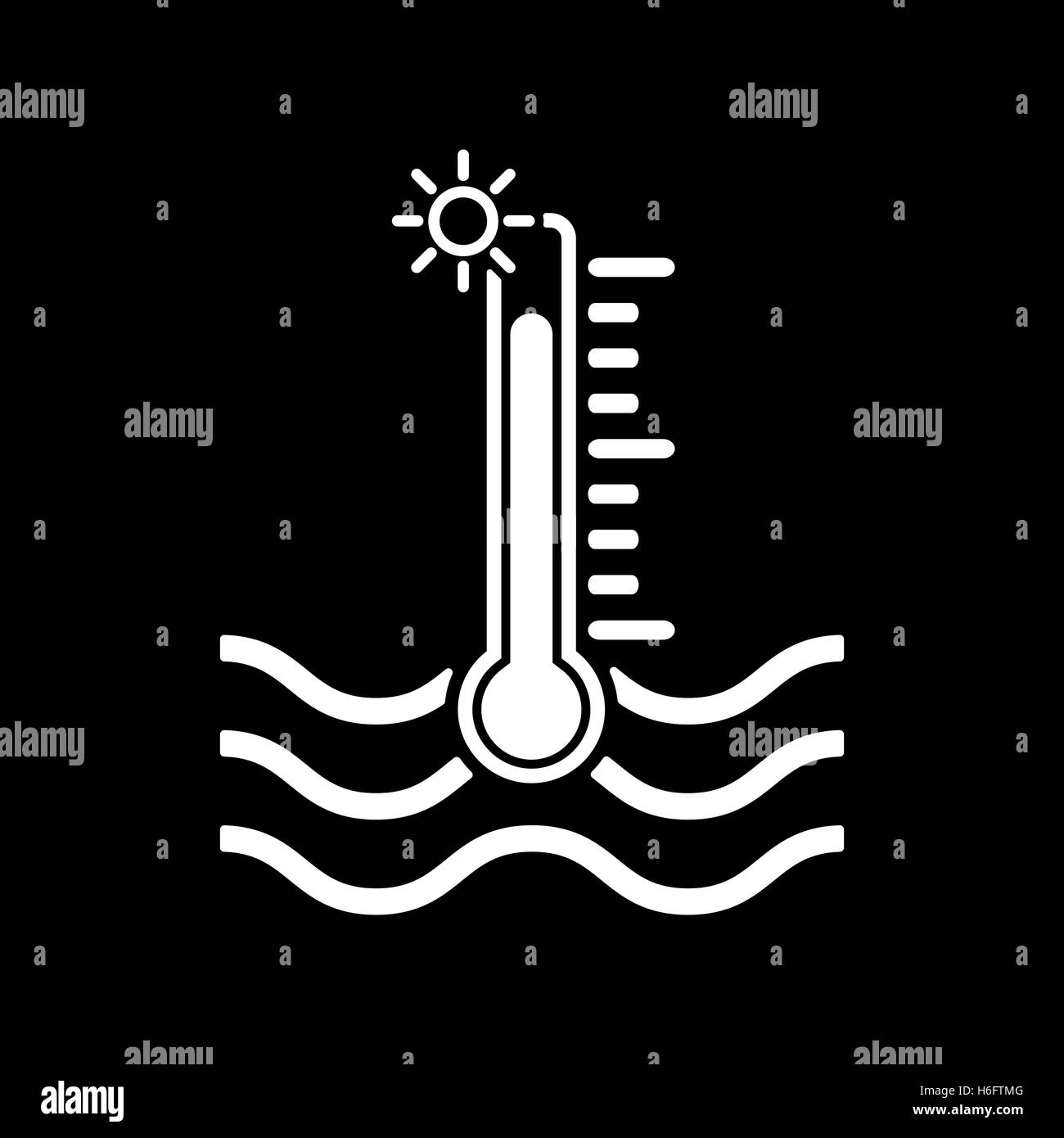 The warm water temperature icon. Hot liquid symbol. Flat Vector ...