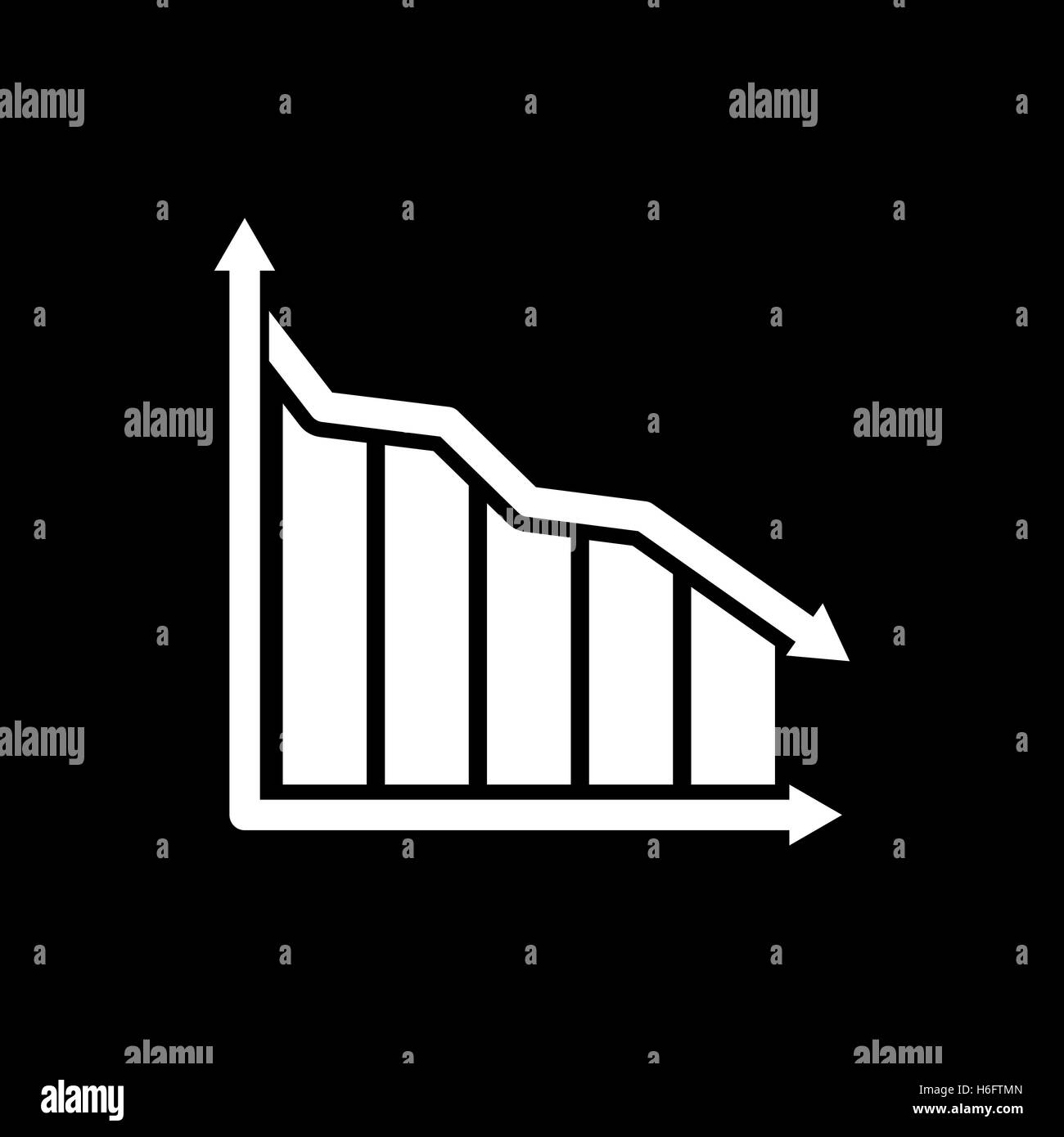The graph down icon. Chart below and loss, reduction symbol. Flat ...