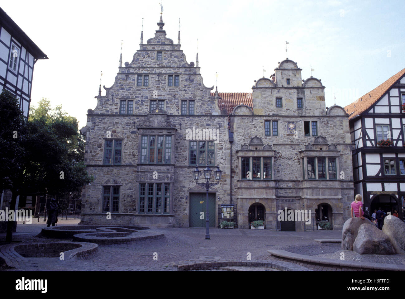 Germany, Lower Saxony, Rinteln, the town hall at the market place Stock ...