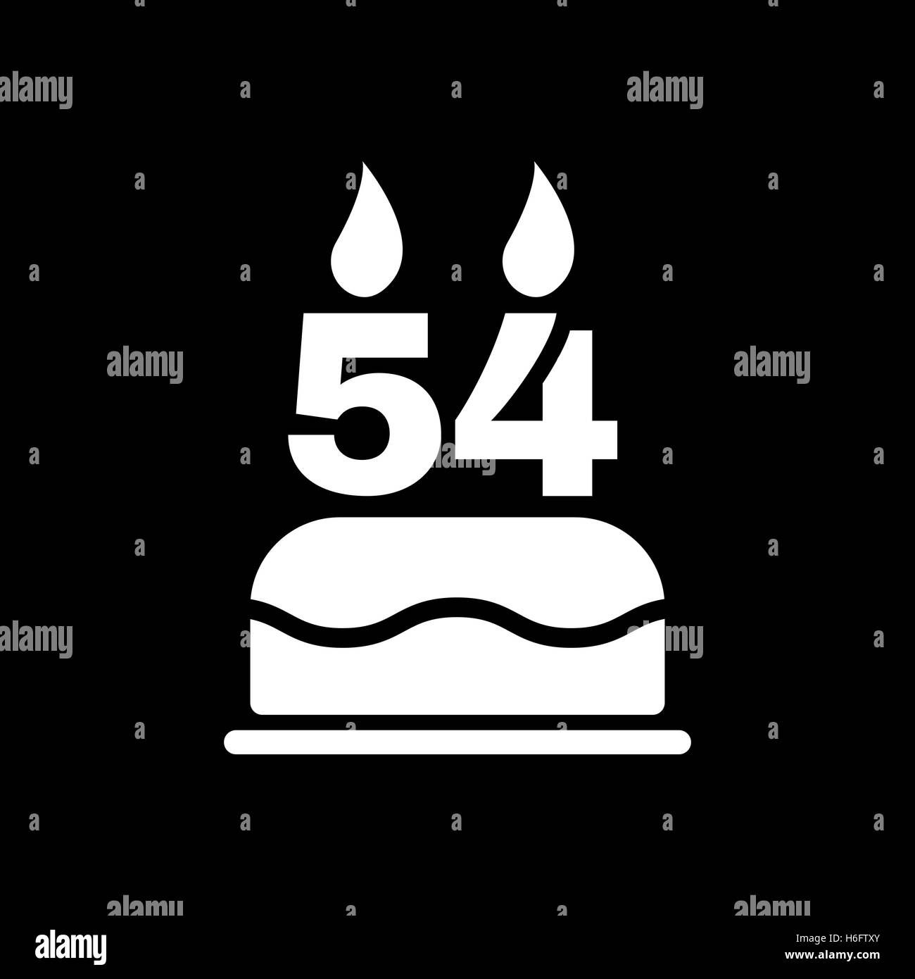 The birthday cake with candles in the form of number 54 icon. Birthday ...