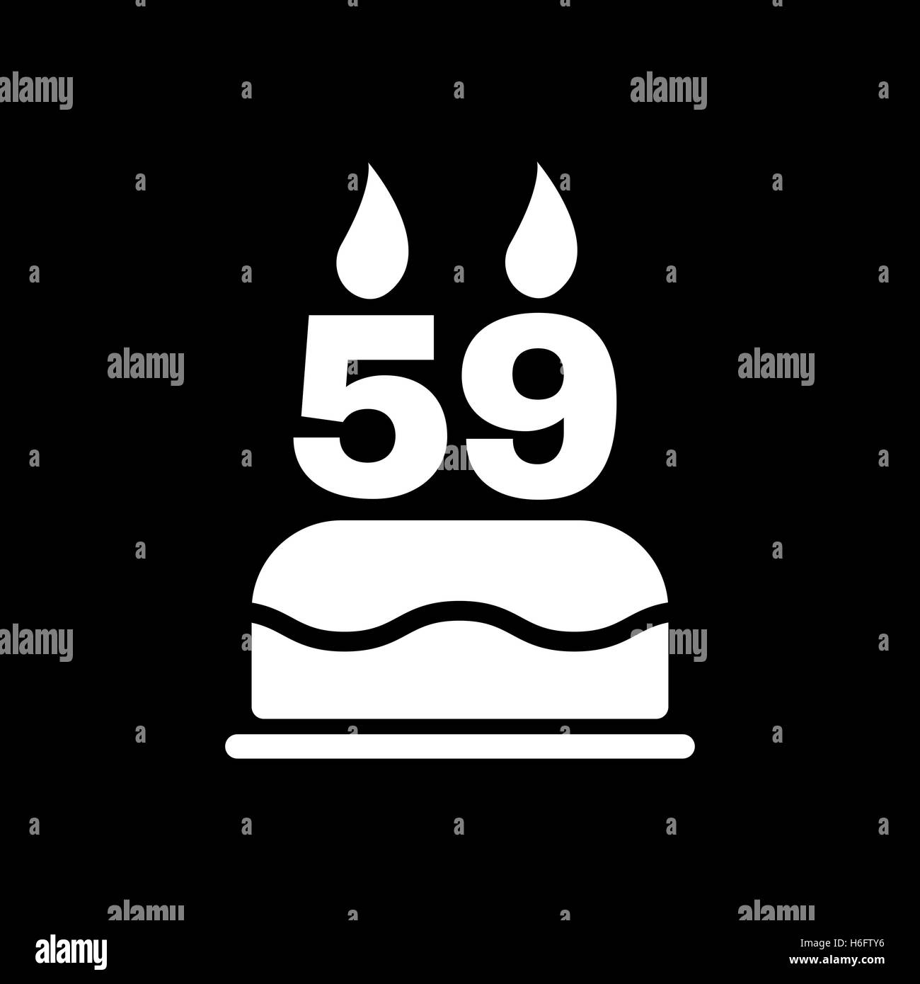 The birthday cake with candles in the form of number 59 icon. Birthday ...