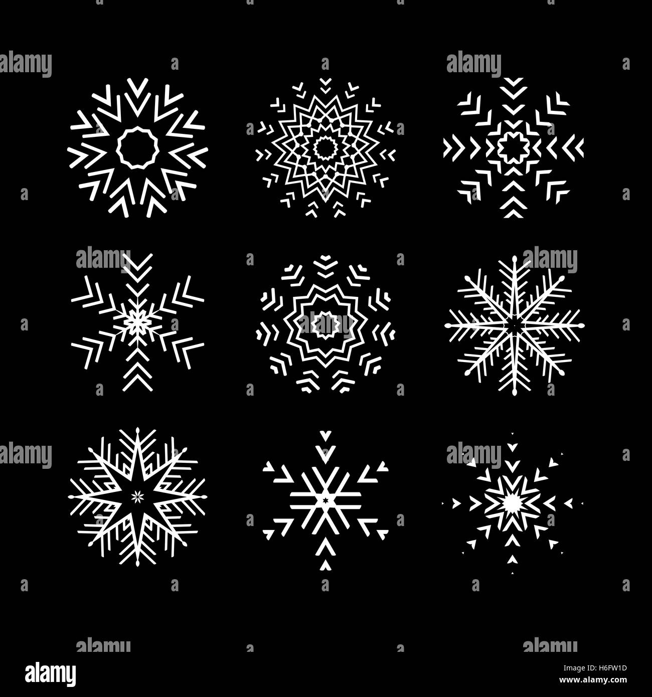 The Set of 9 vector abstract snowflakes Stock Vector Image & Art - Alamy