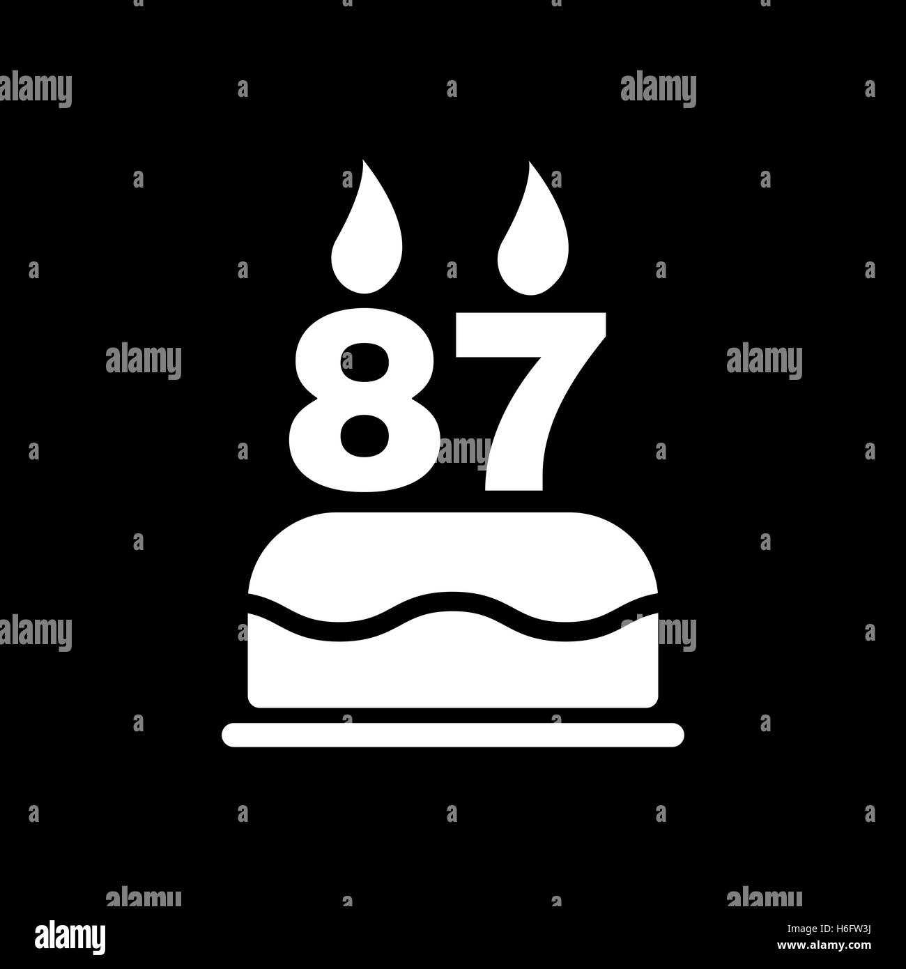 The birthday cake with candles in the form of number 87 icon. Birthday ...