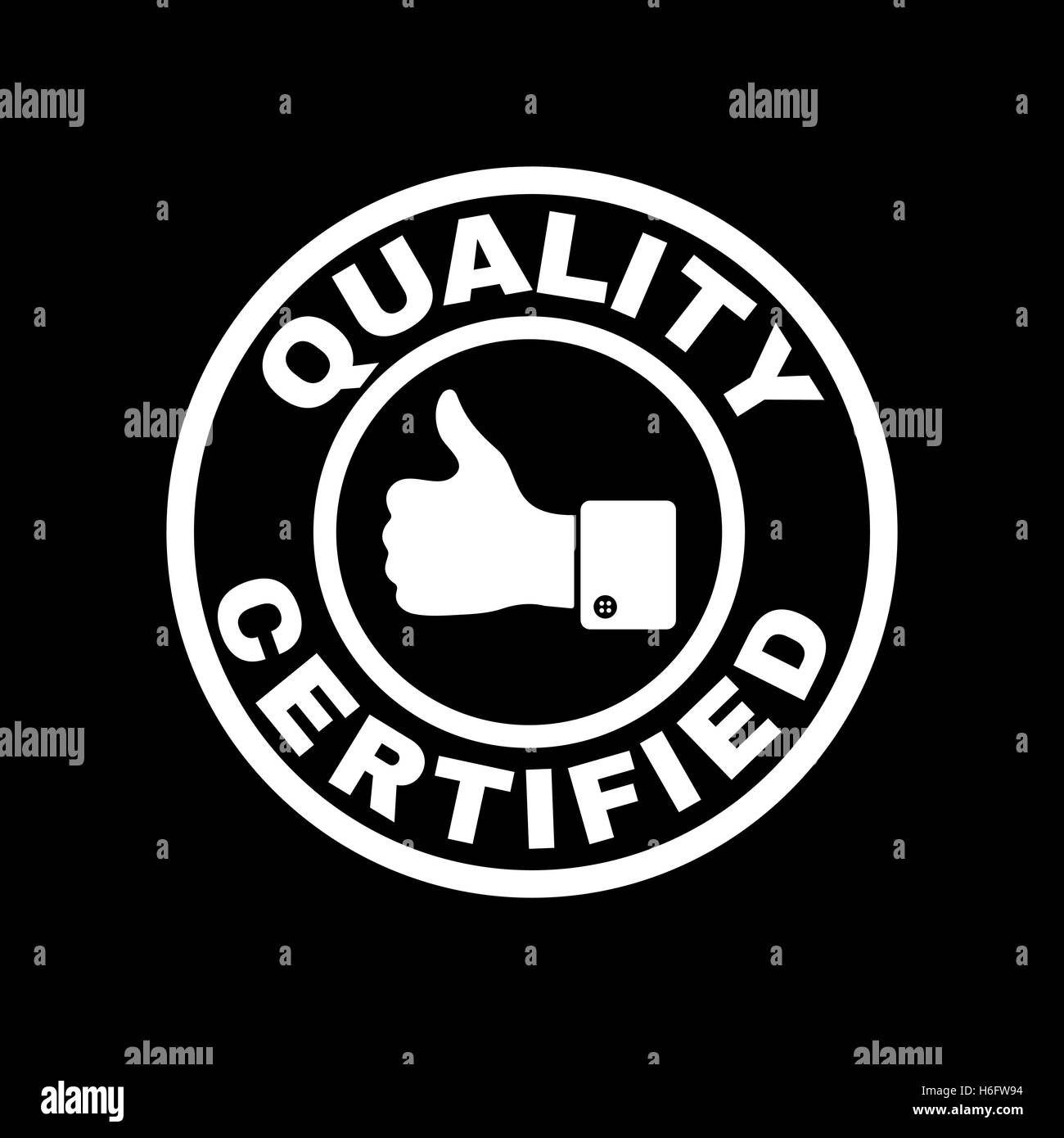 The certified quality and thumbs up icon. Approval, approbation ...
