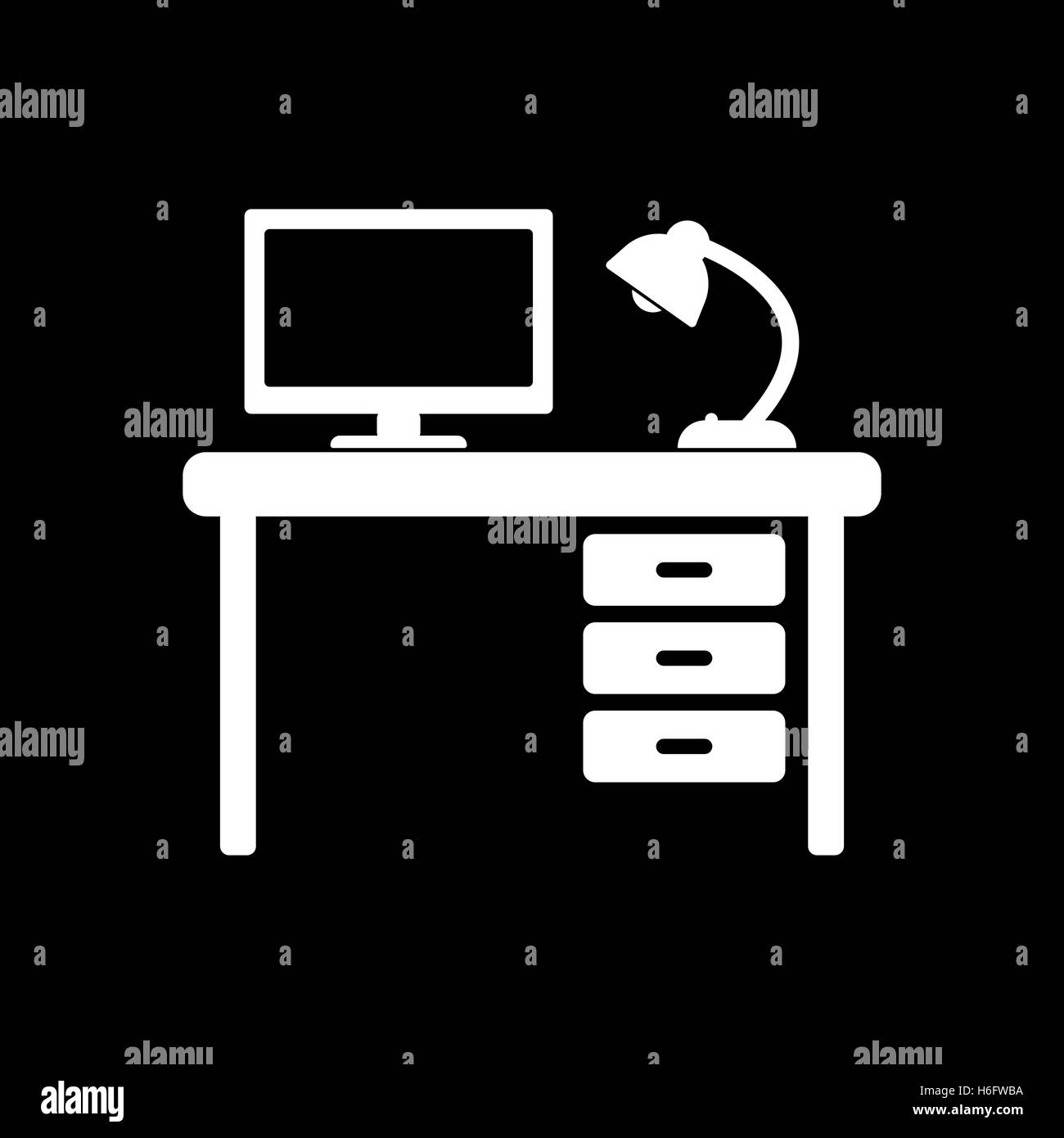 The table icon. Workplace and job, office, working symbol. Flat Vector ...