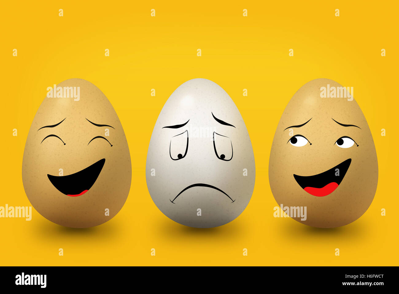 two eggs deride an egg Stock Photo - Alamy