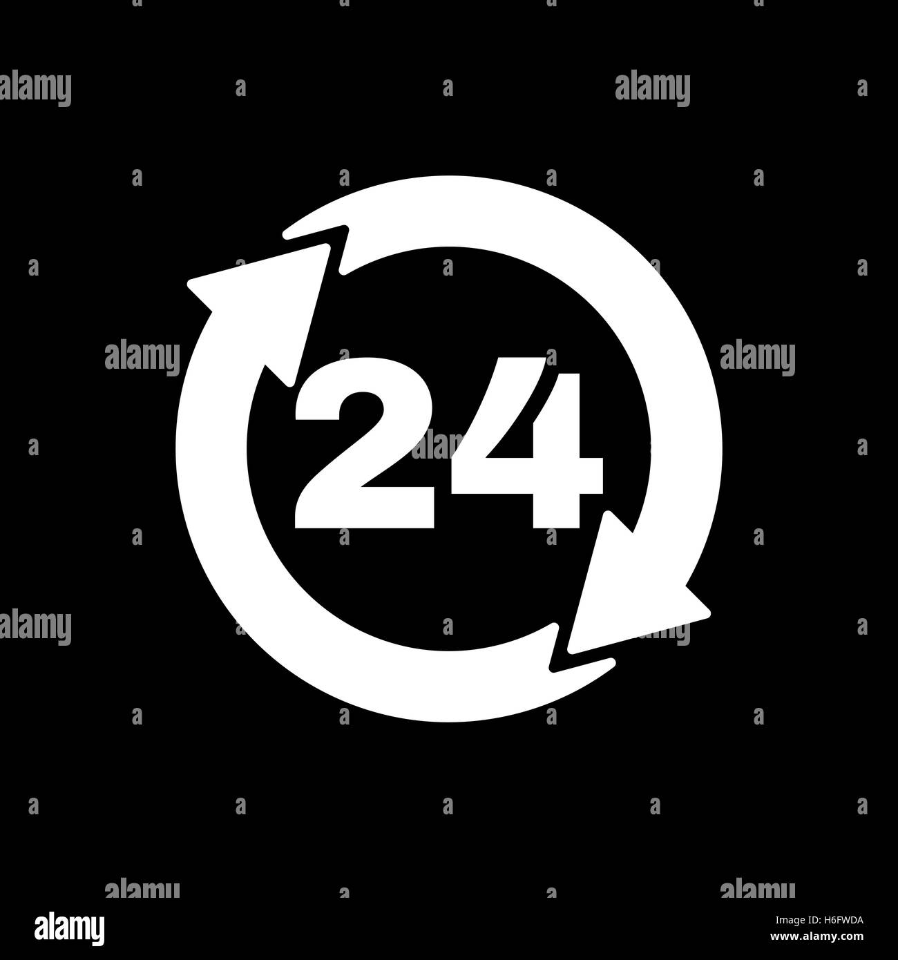 The 24 hours icon. Twenty-four hours open symbol. Flat Vector ...