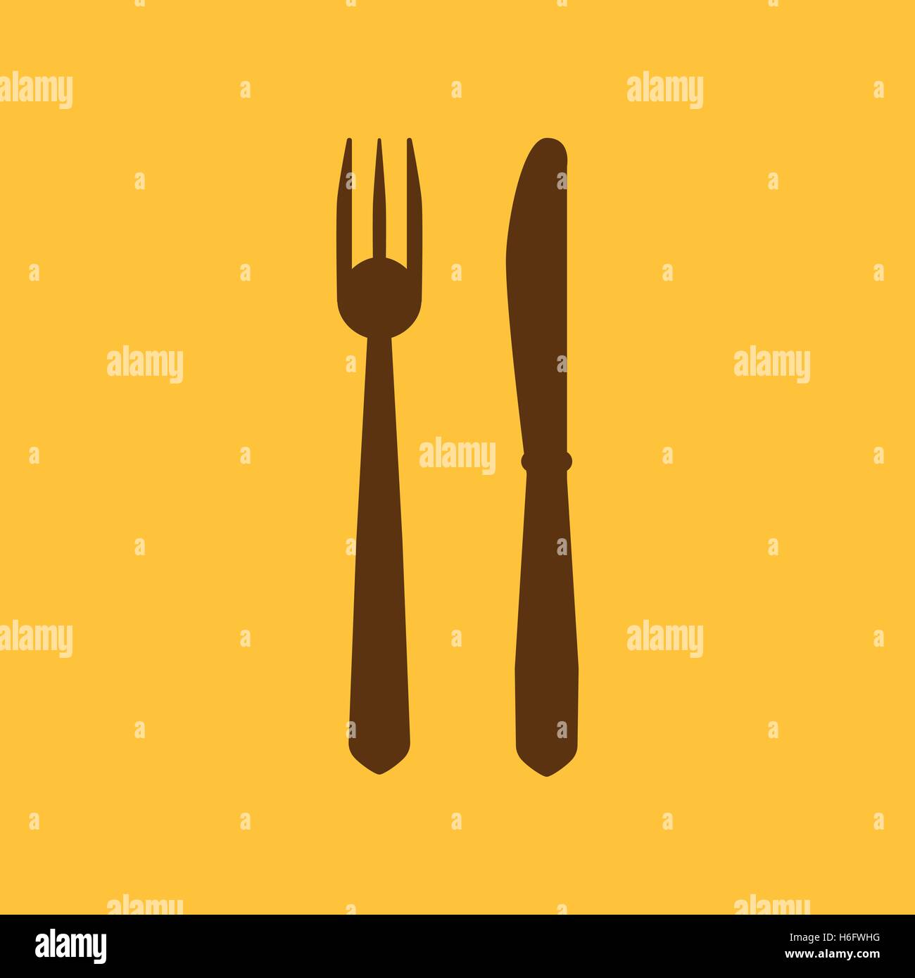 The knife and fork icon. Knife and fork symbol. Flat Vector ...