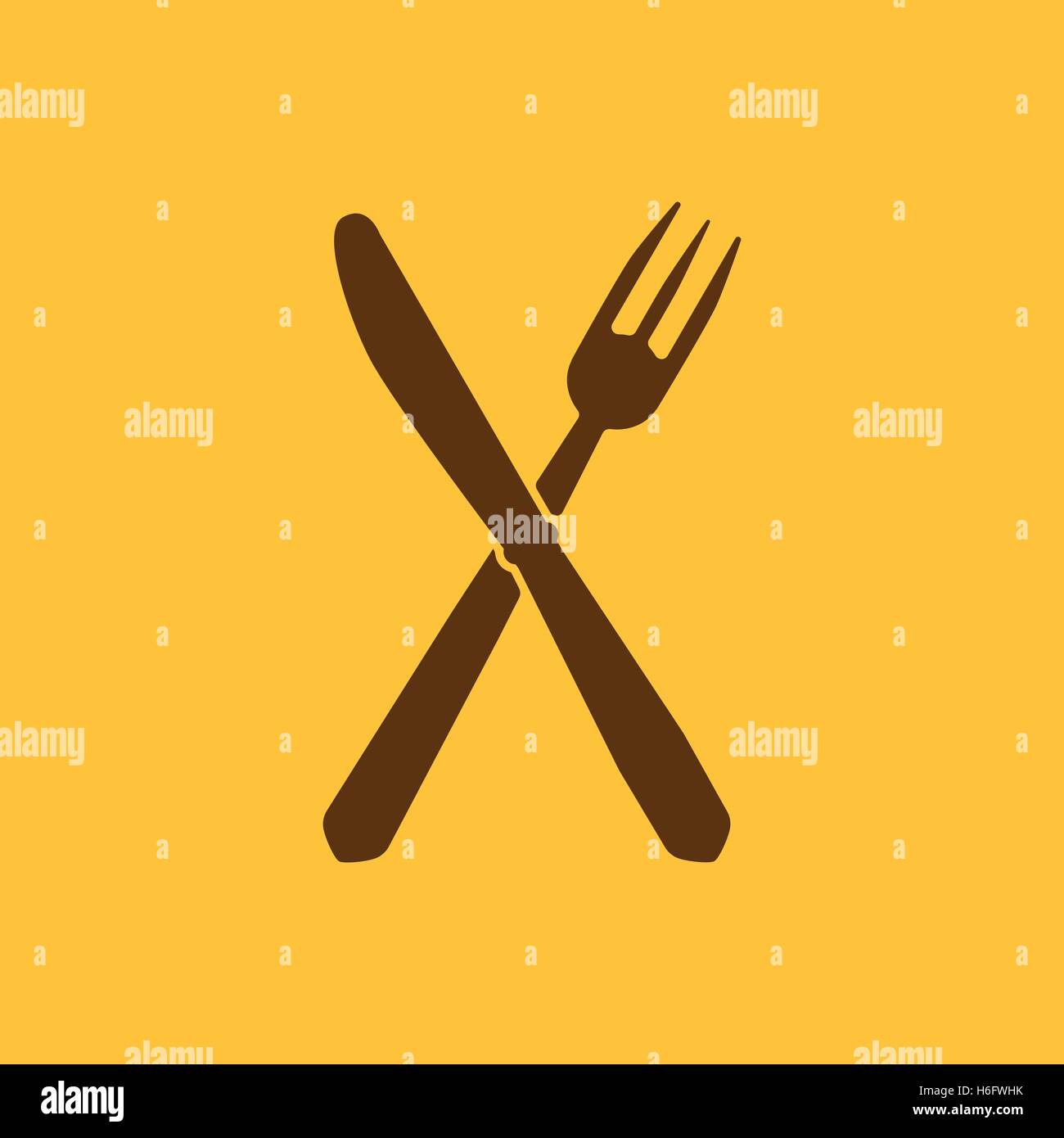 The knife and fork icon. Knife and fork symbol. Flat Vector ...