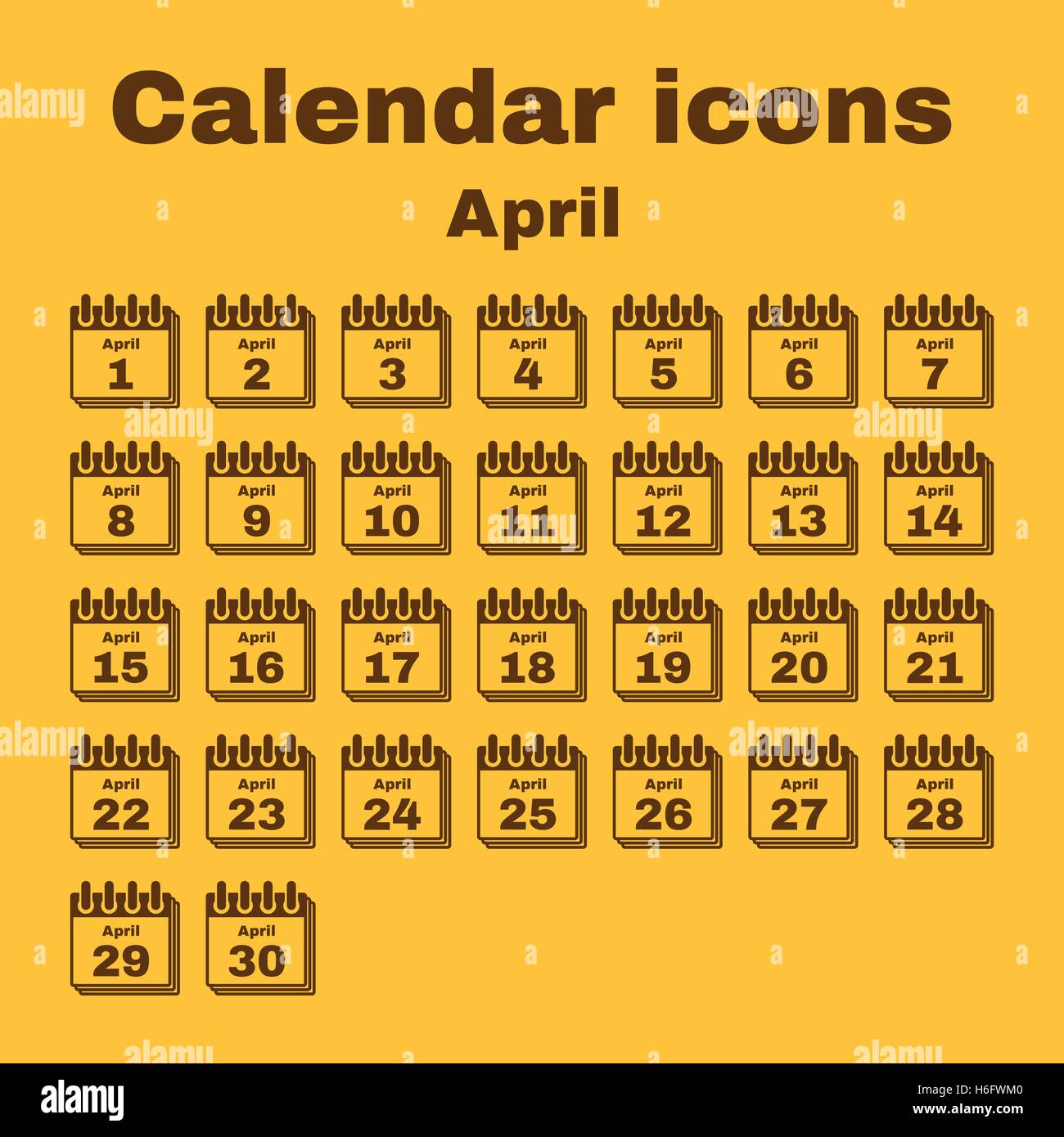 The calendar icon. April symbol. Flat Vector illustration. Set Stock ...