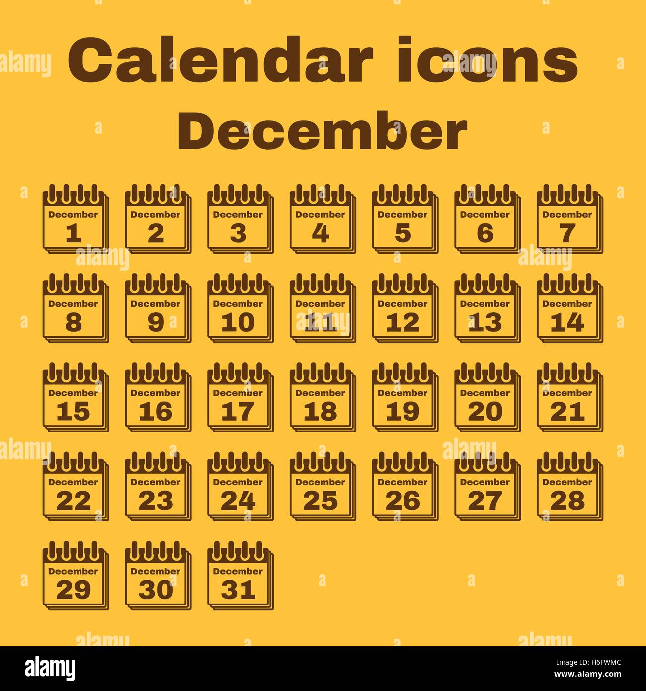 The calendar icon. December symbol. Flat Vector illustration. Set Stock ...