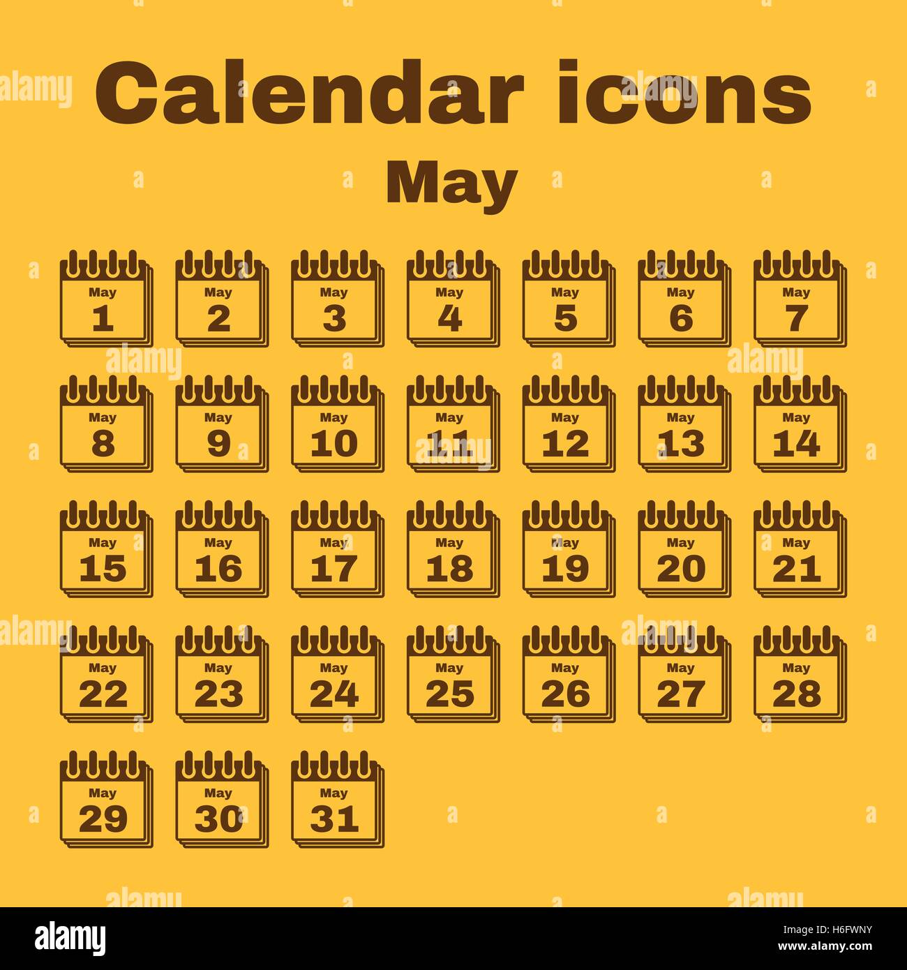 The calendar icon. May symbol. Flat Vector illustration. Set Stock ...