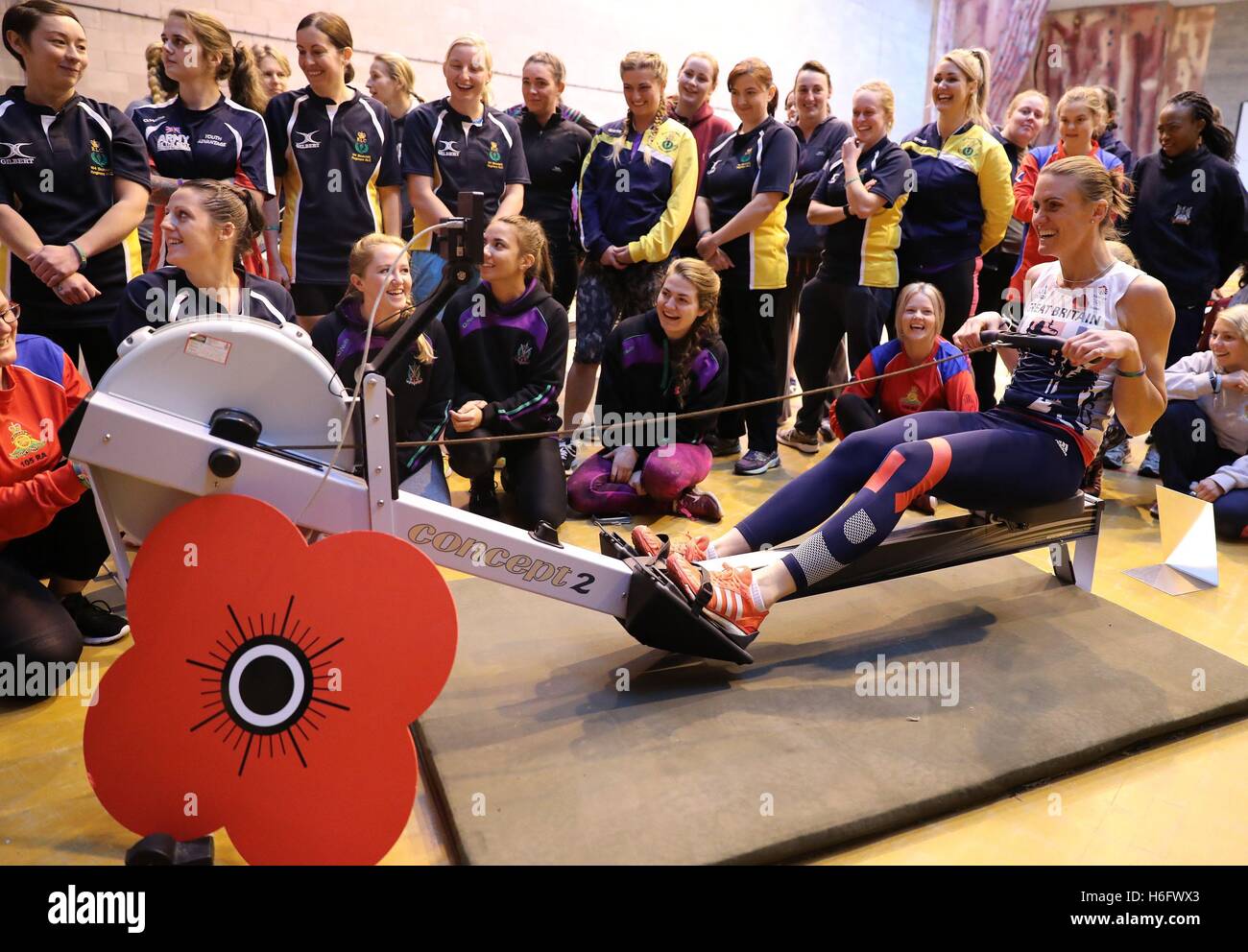 Olympic champion and Army major Heather Stanning (right) during a visit ...