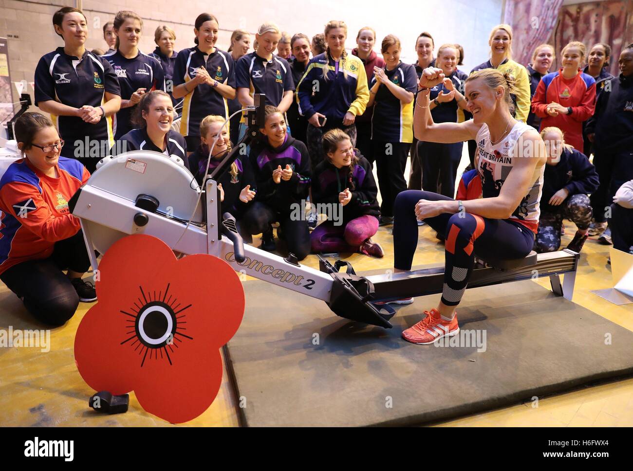 Olympic champion and Army major Heather Stanning (right) during a visit ...